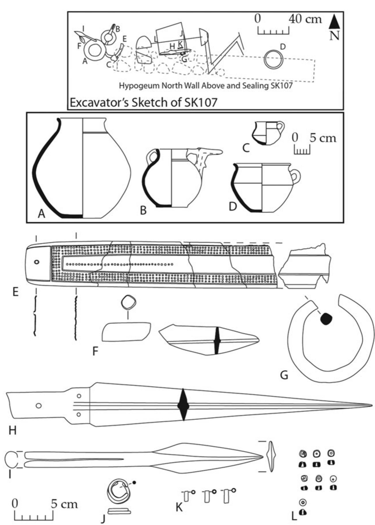 Excavation drawing of burial sk107 (operation li, burial 5)
