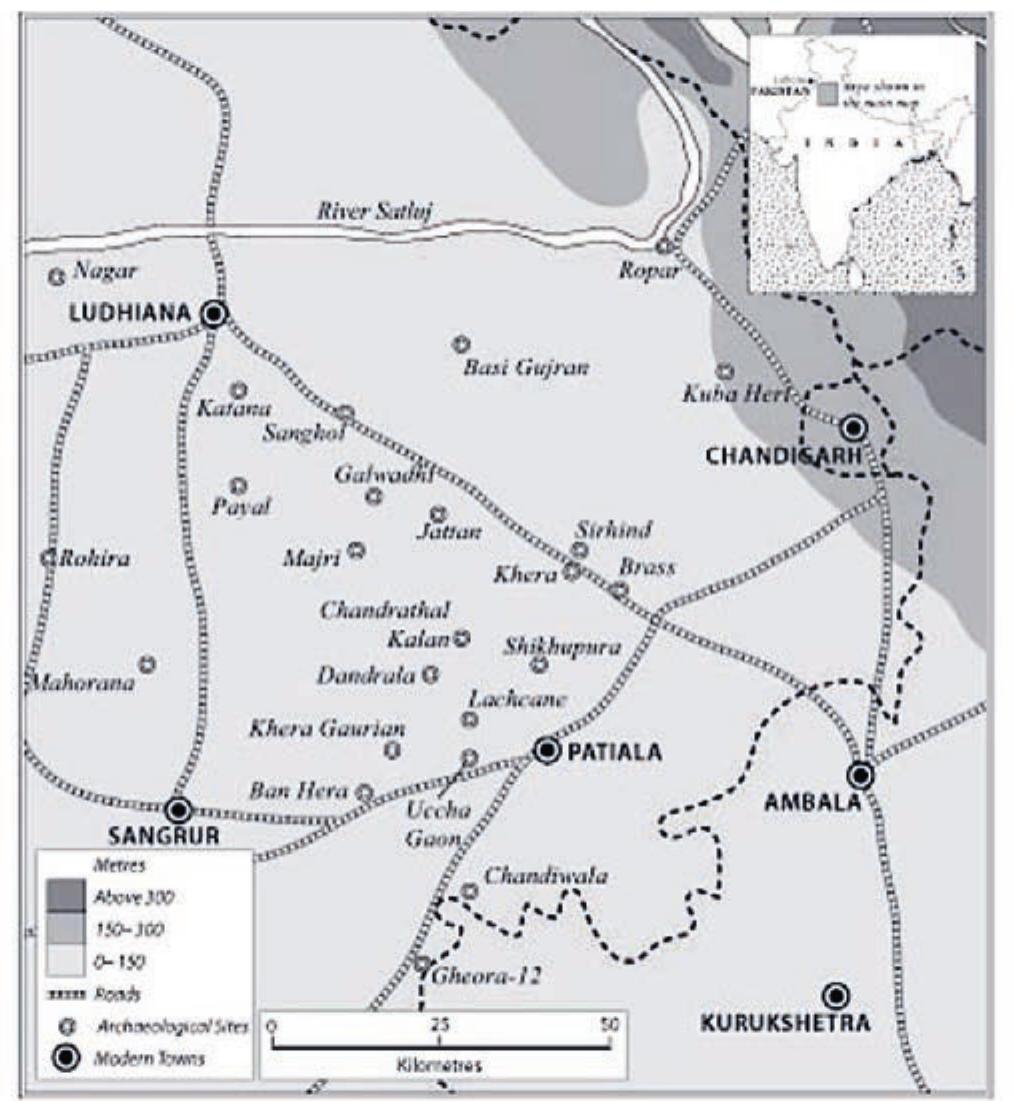 Map showing buddhist sites in the punjab (drawn by uma