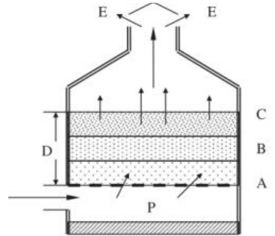 Convection dryer deep bed drying zones of grains. d, bed