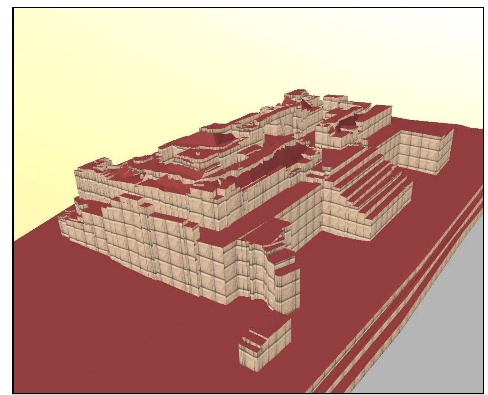 The 3d model of temple 22 with artificial texture as
