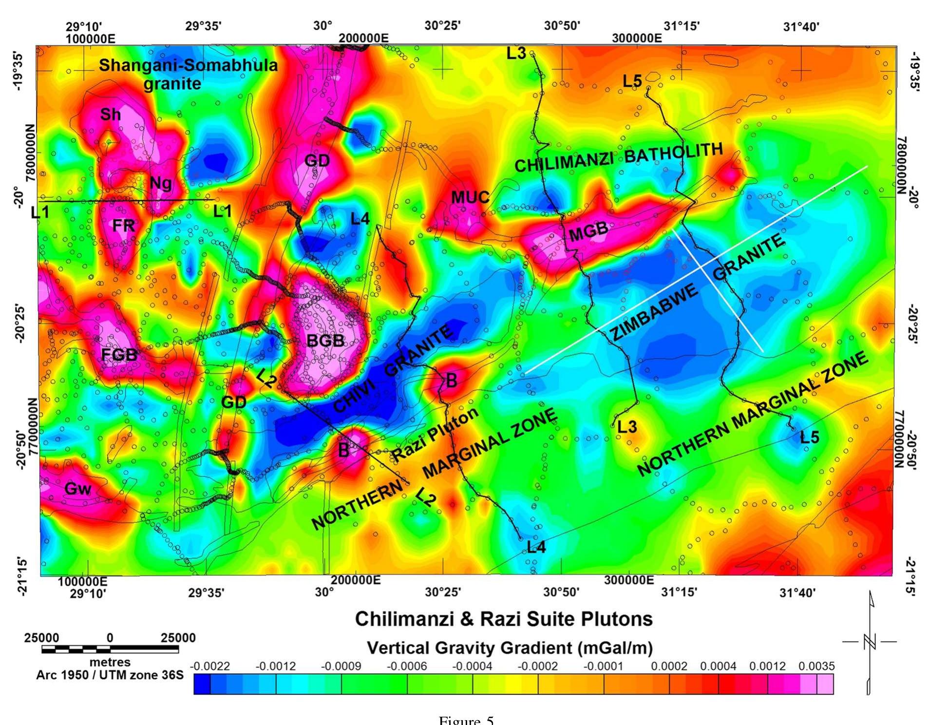 A a irst vertical gravity gradient map for the south-central