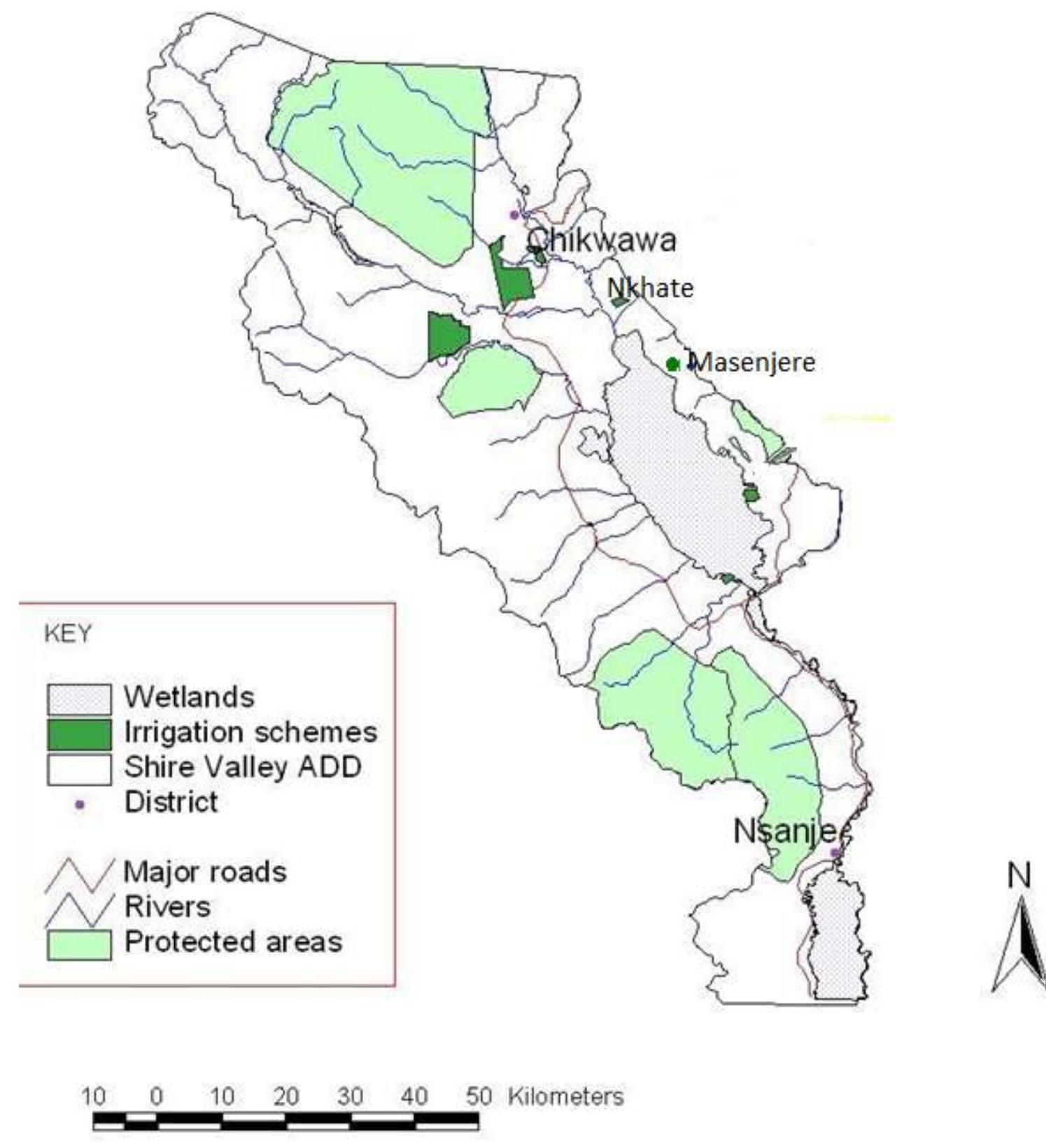 Map of the shire valley add showing the project sites.