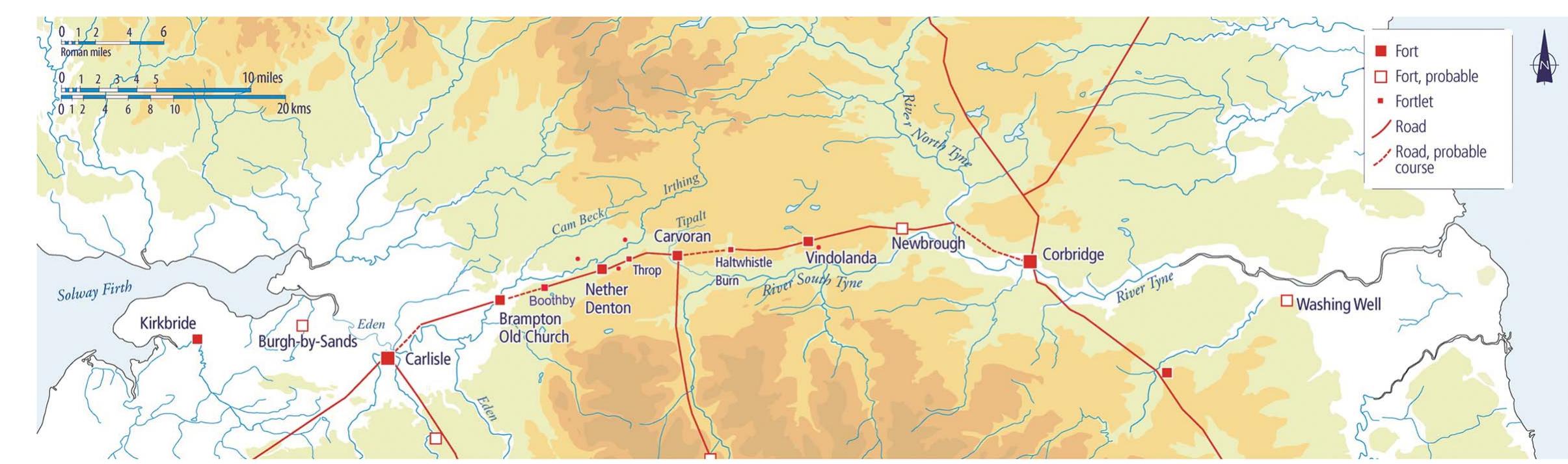 The tyne-solway isthmus, showing the principal watercourses