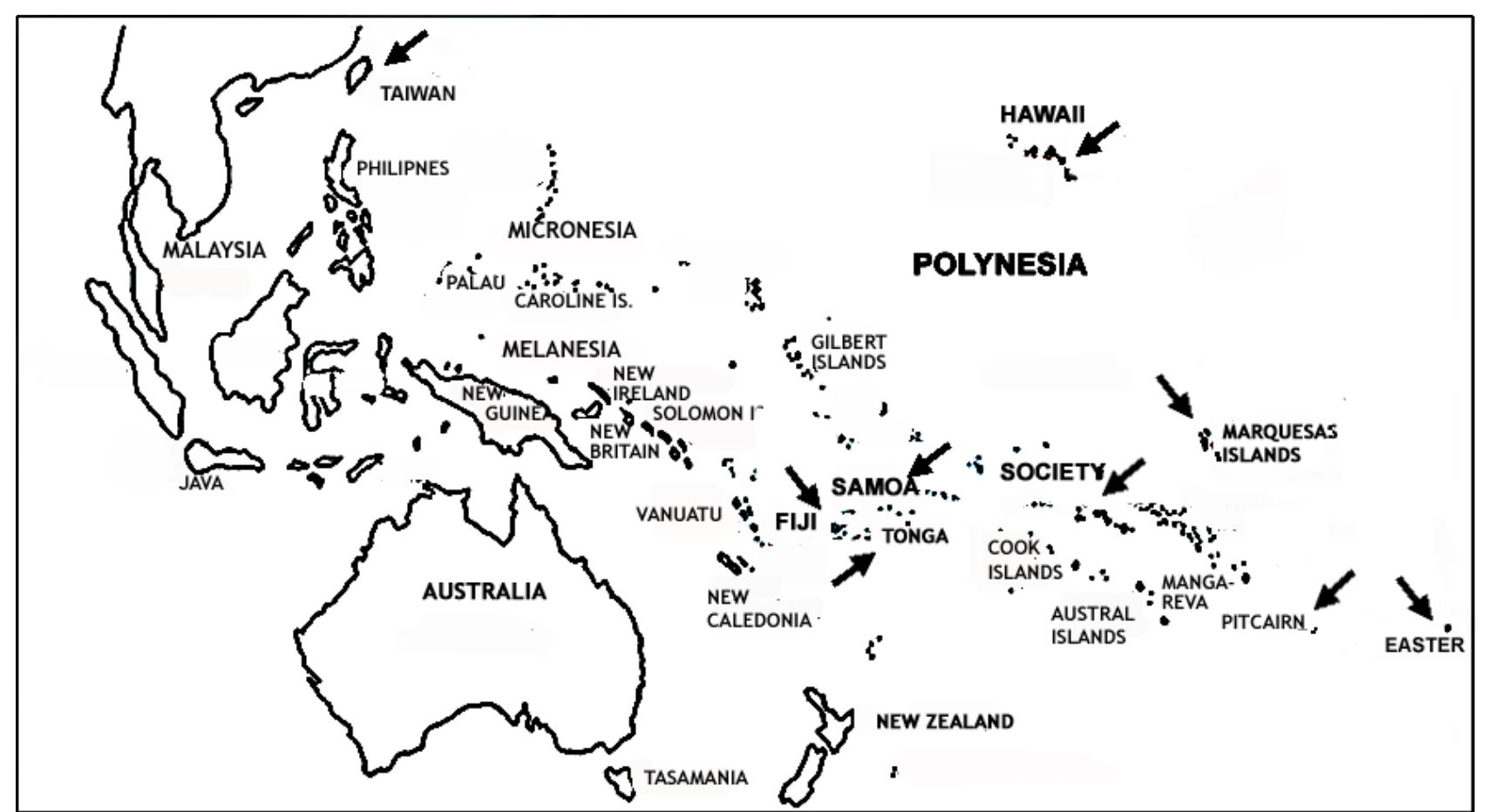 Map of the pacific showing locations sampled.
