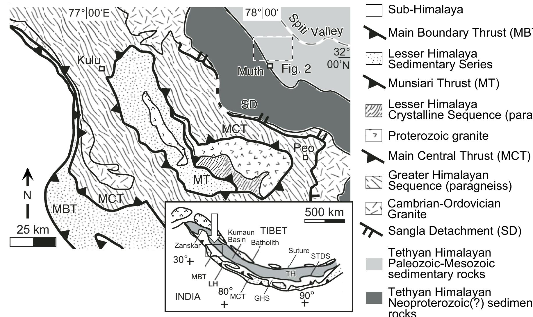 Regional geology, showing major faults and geologic units of