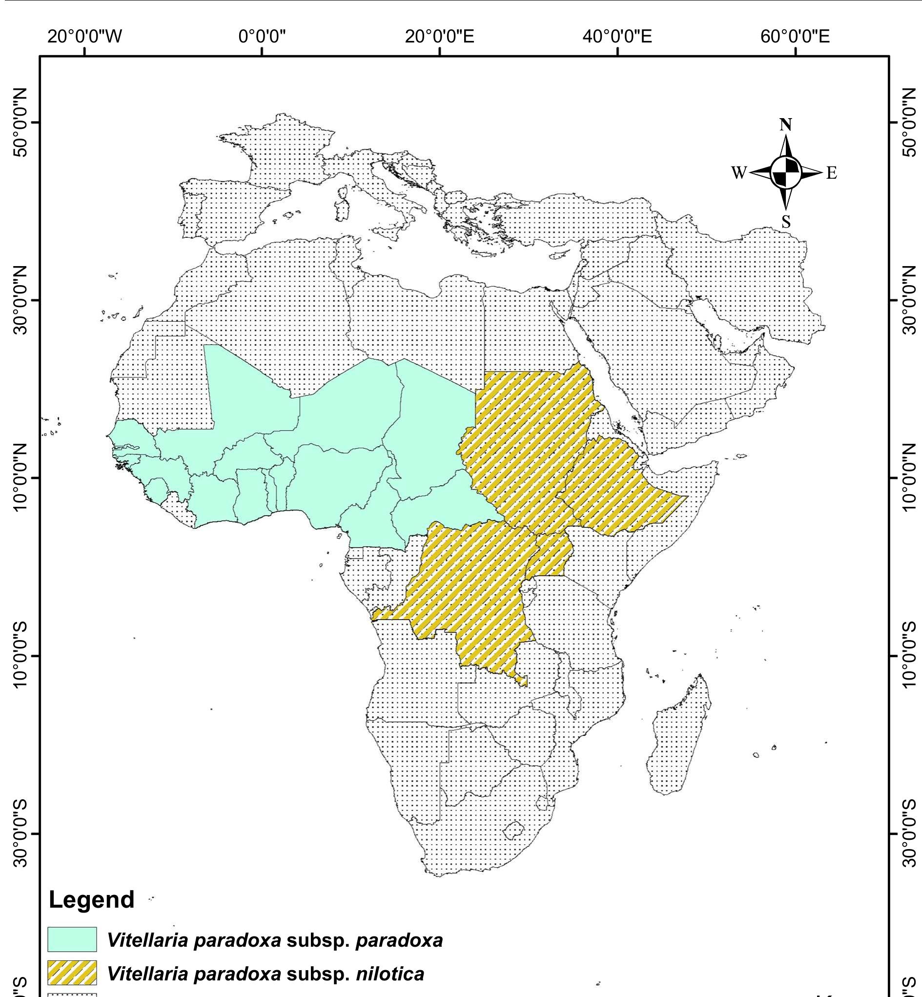 Distribution map of shea showing the occurrence of the two