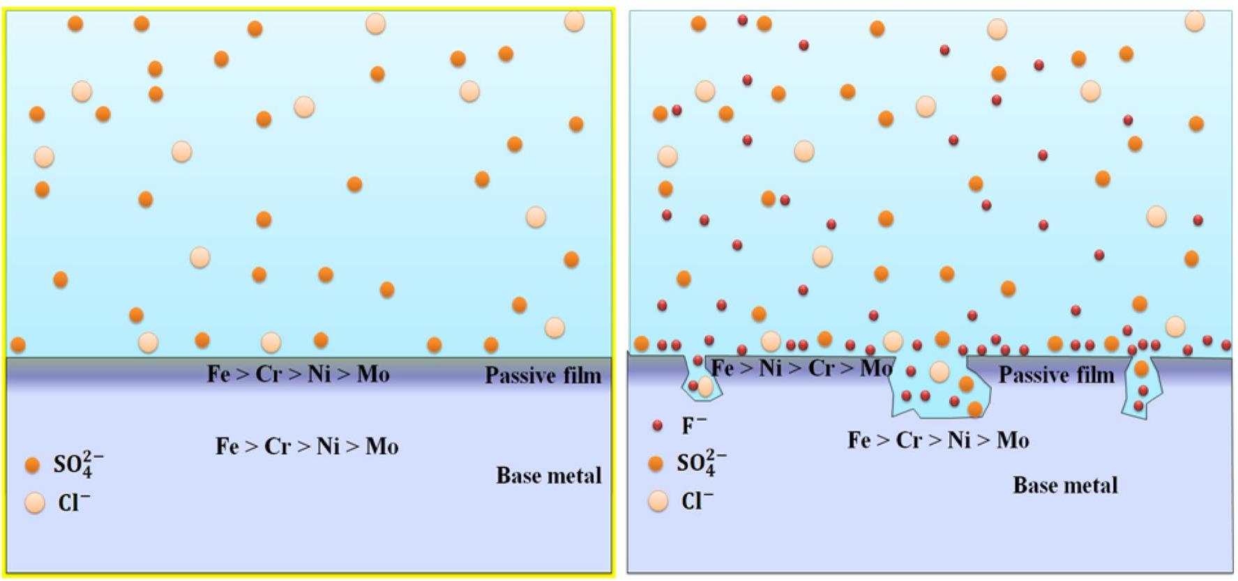Schematic representation of pitting corrosion of austenitic