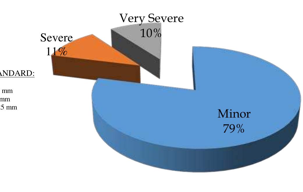 Pie chart showing the severity of the cracks on buildings