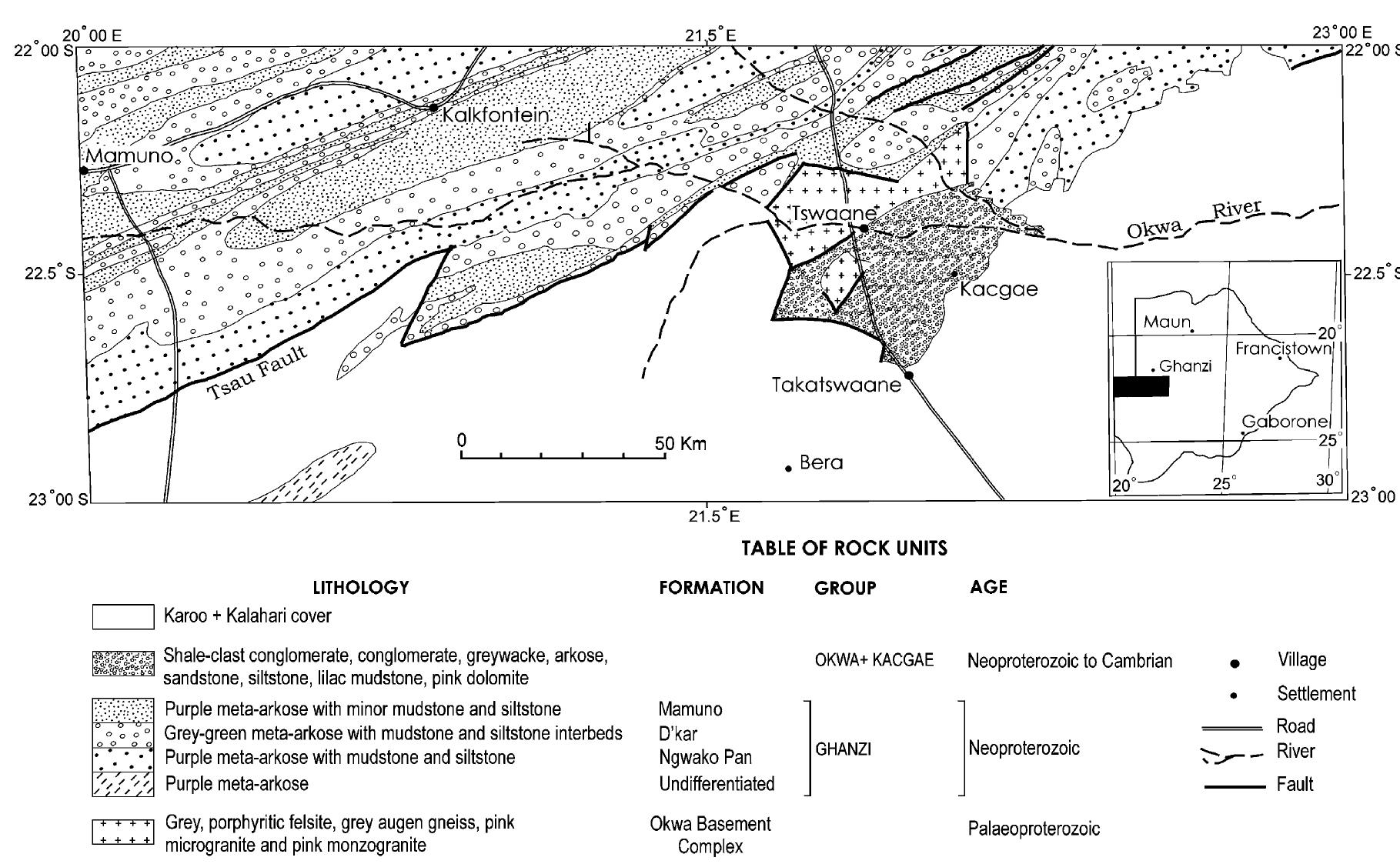 Geological map of ghanzi-makunda area showing the location