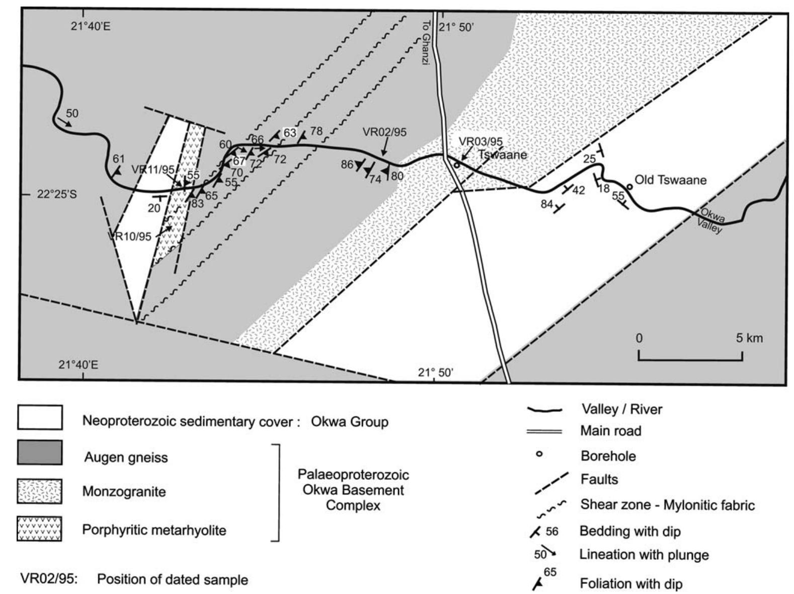 Geological map showing then subcrop and outcrop main