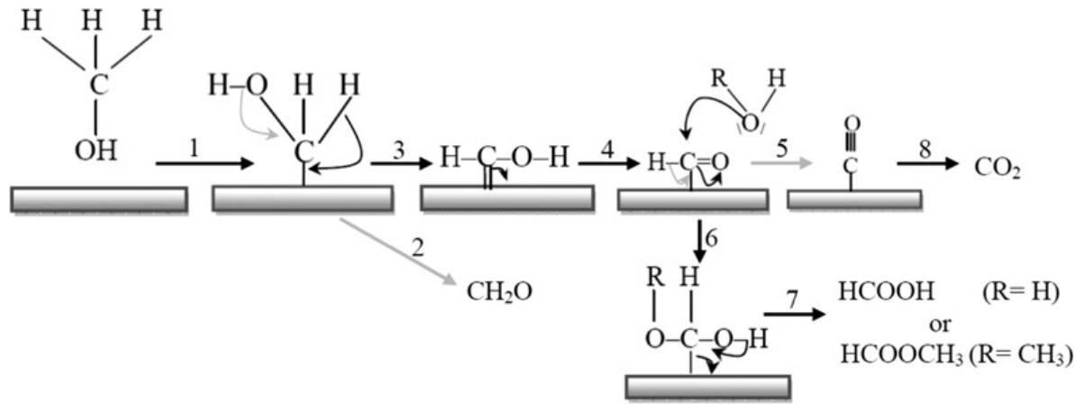 The mechanism of methanol oxidation and methylformate