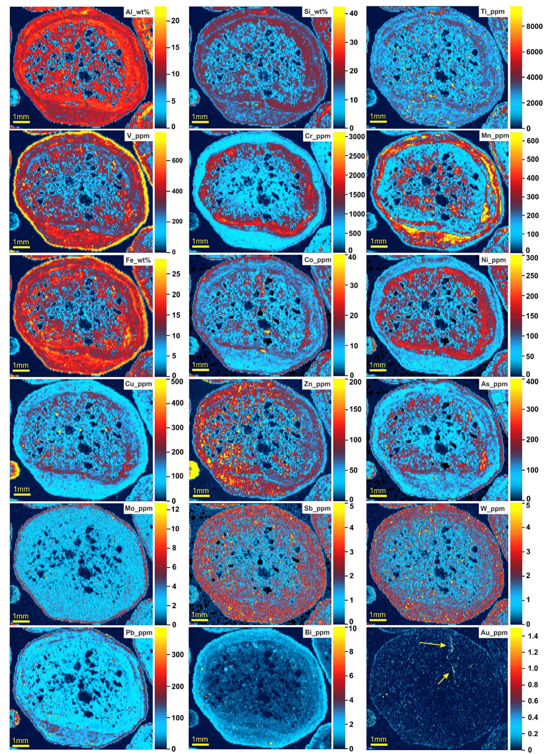Quantitative la icp-ms maps of representative authigenic