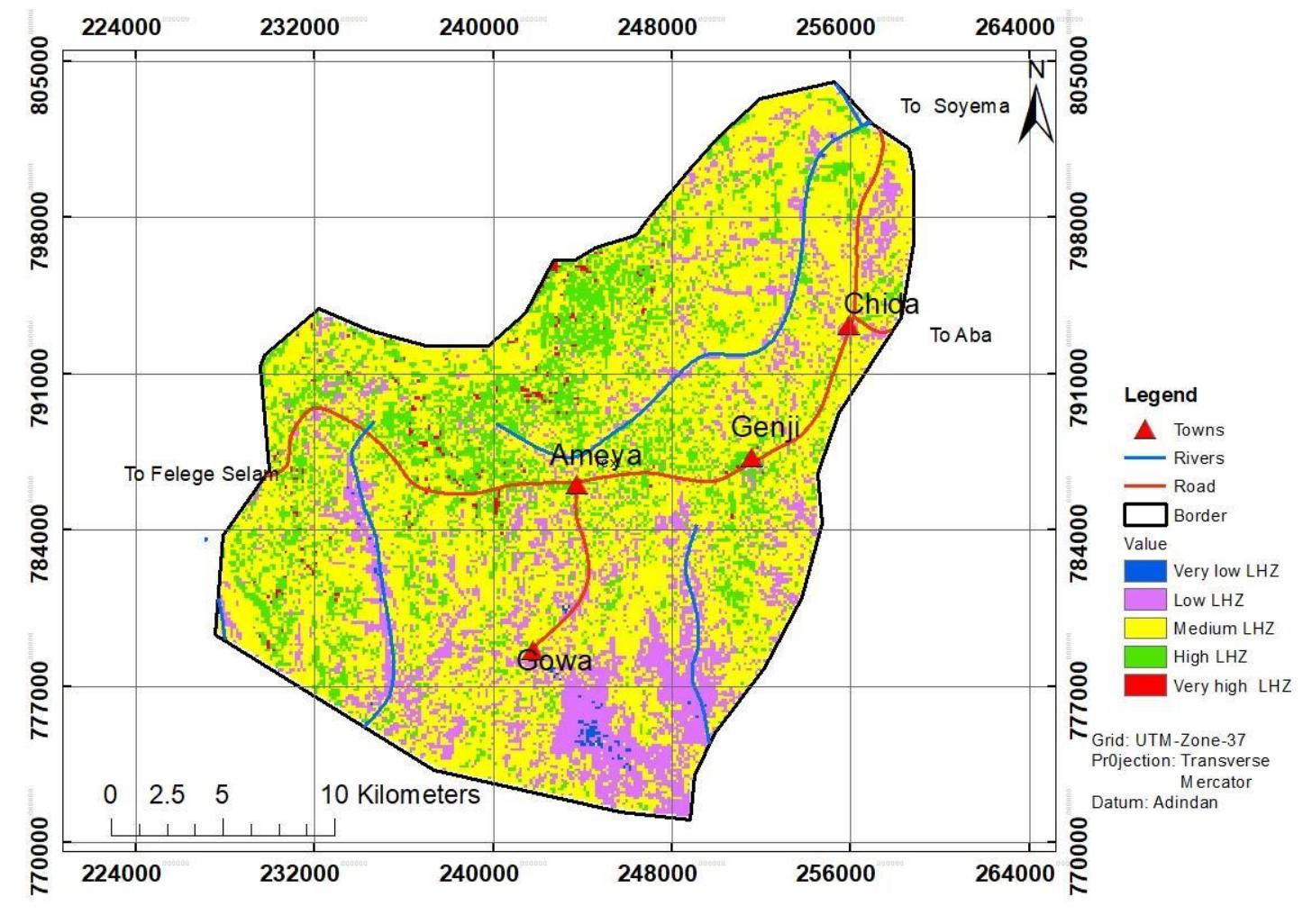 Landslide hazard map of the study area table 4: landslide