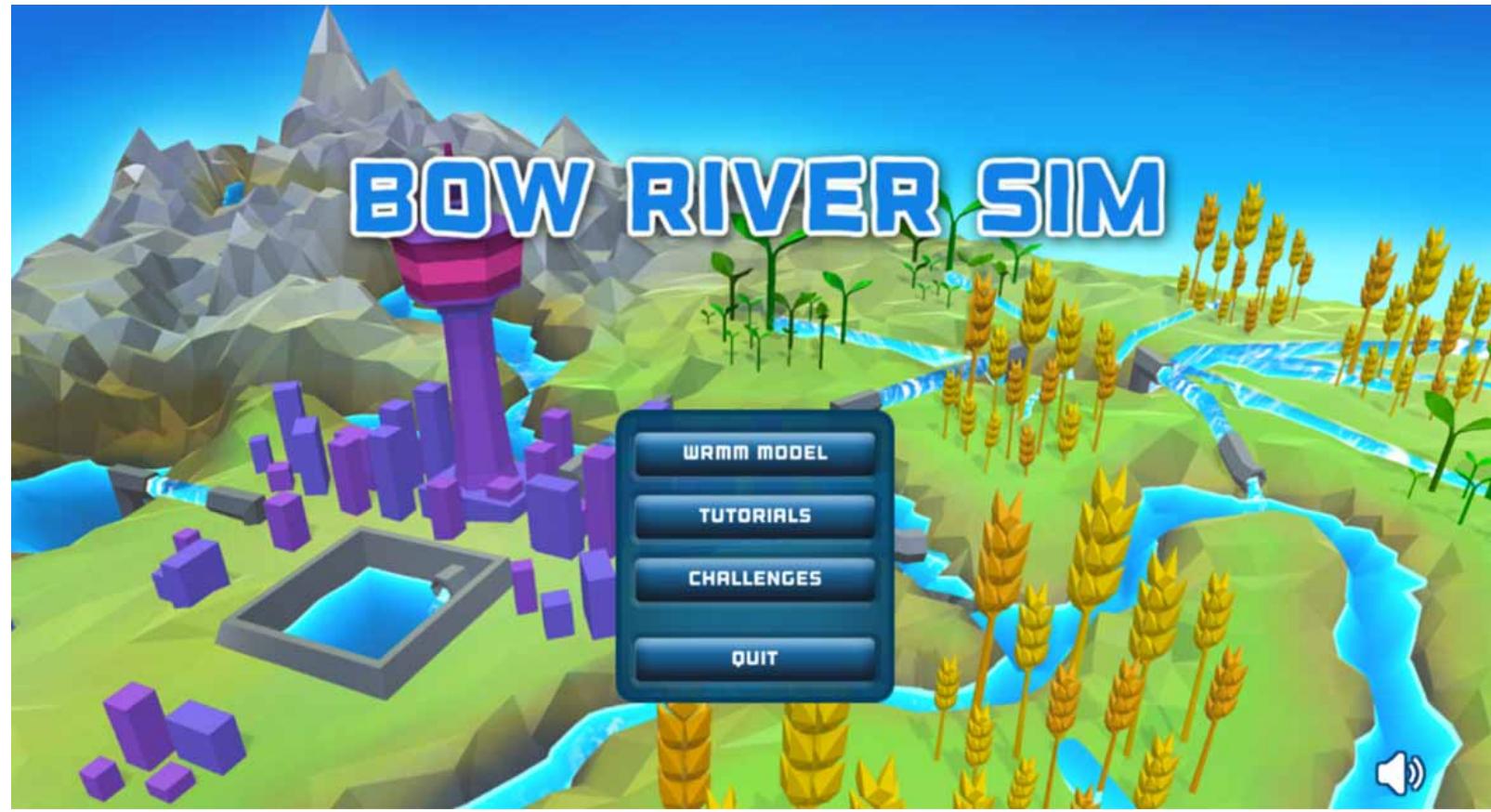 | bow river sim main menu showing the different options