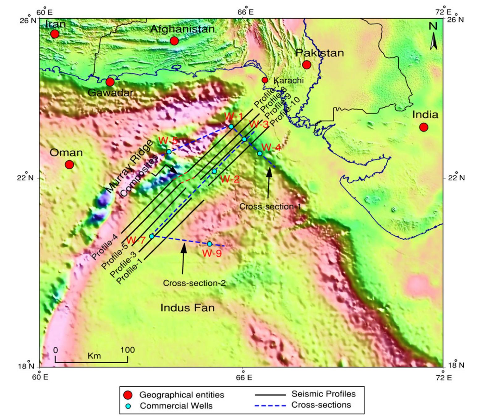 Base map of the offshore indus pakistan showing the seismic