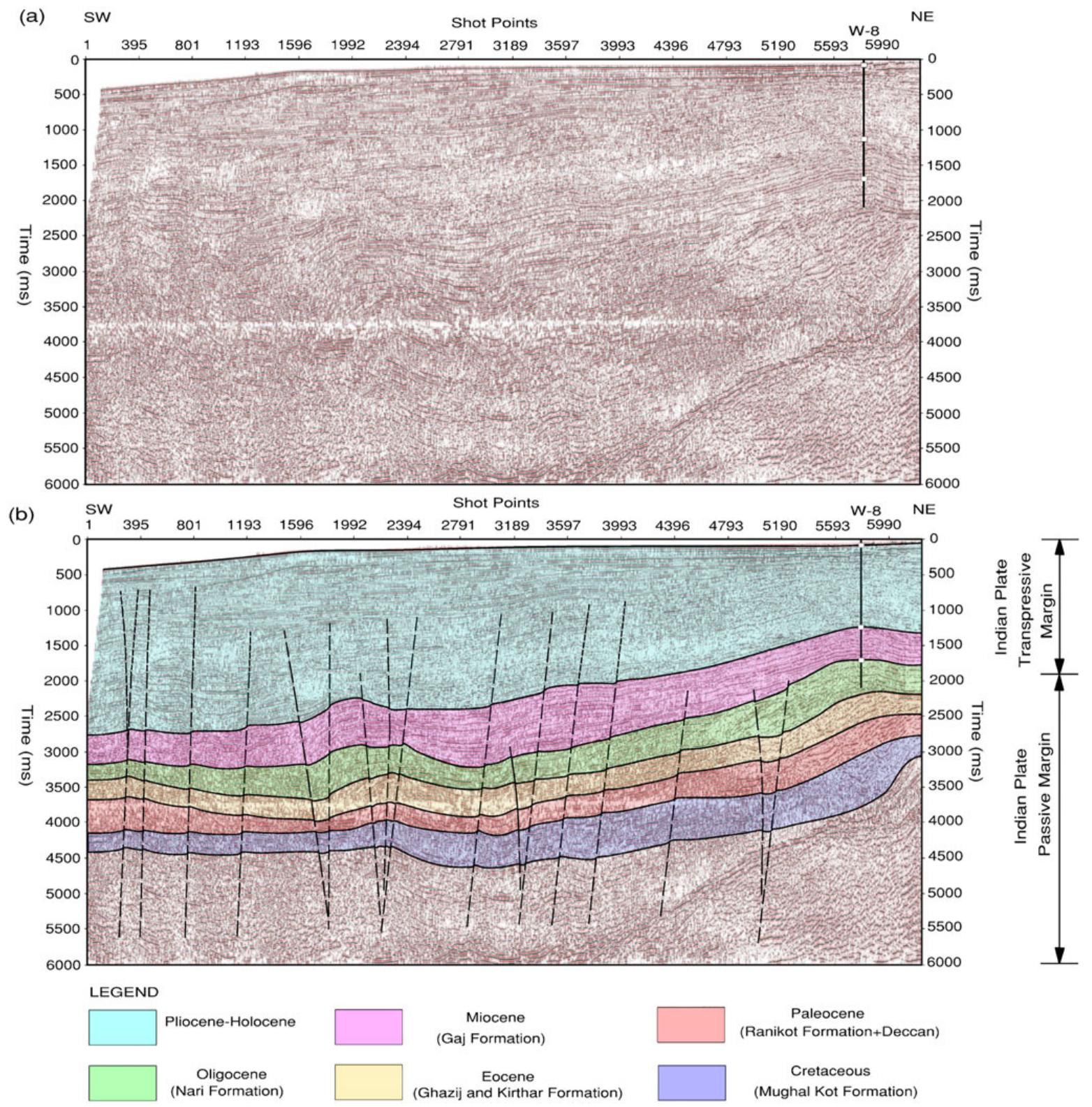 Interpreted seismic profile 1 (location shown in figure 2).