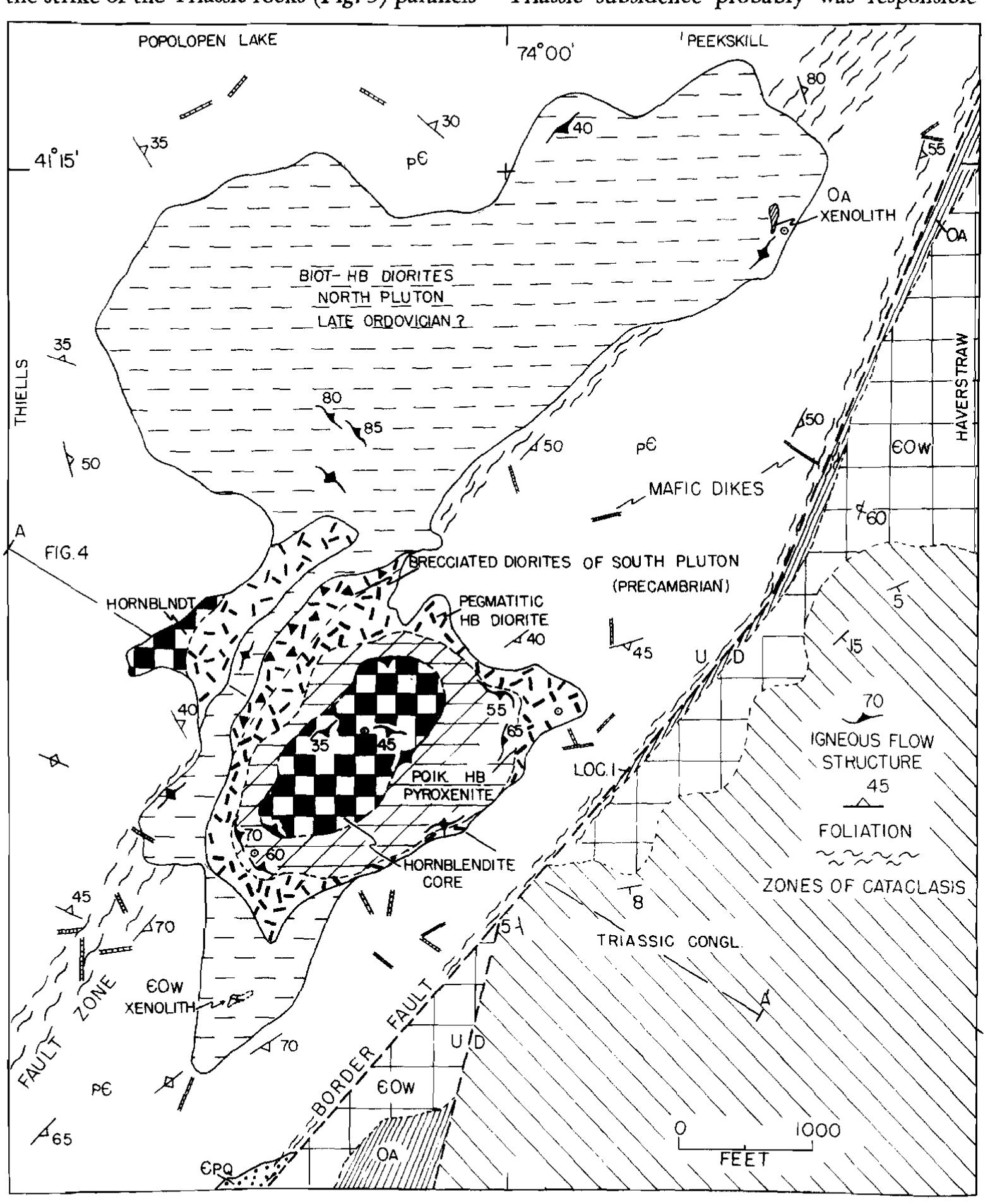 Generalized geologic map of the ramapo fault at the northern