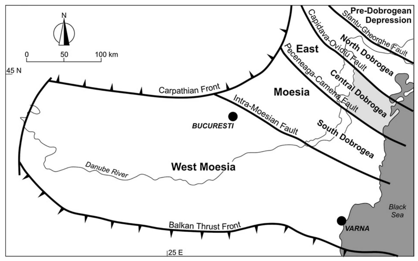 Map of the major structural units on the moesian platform.