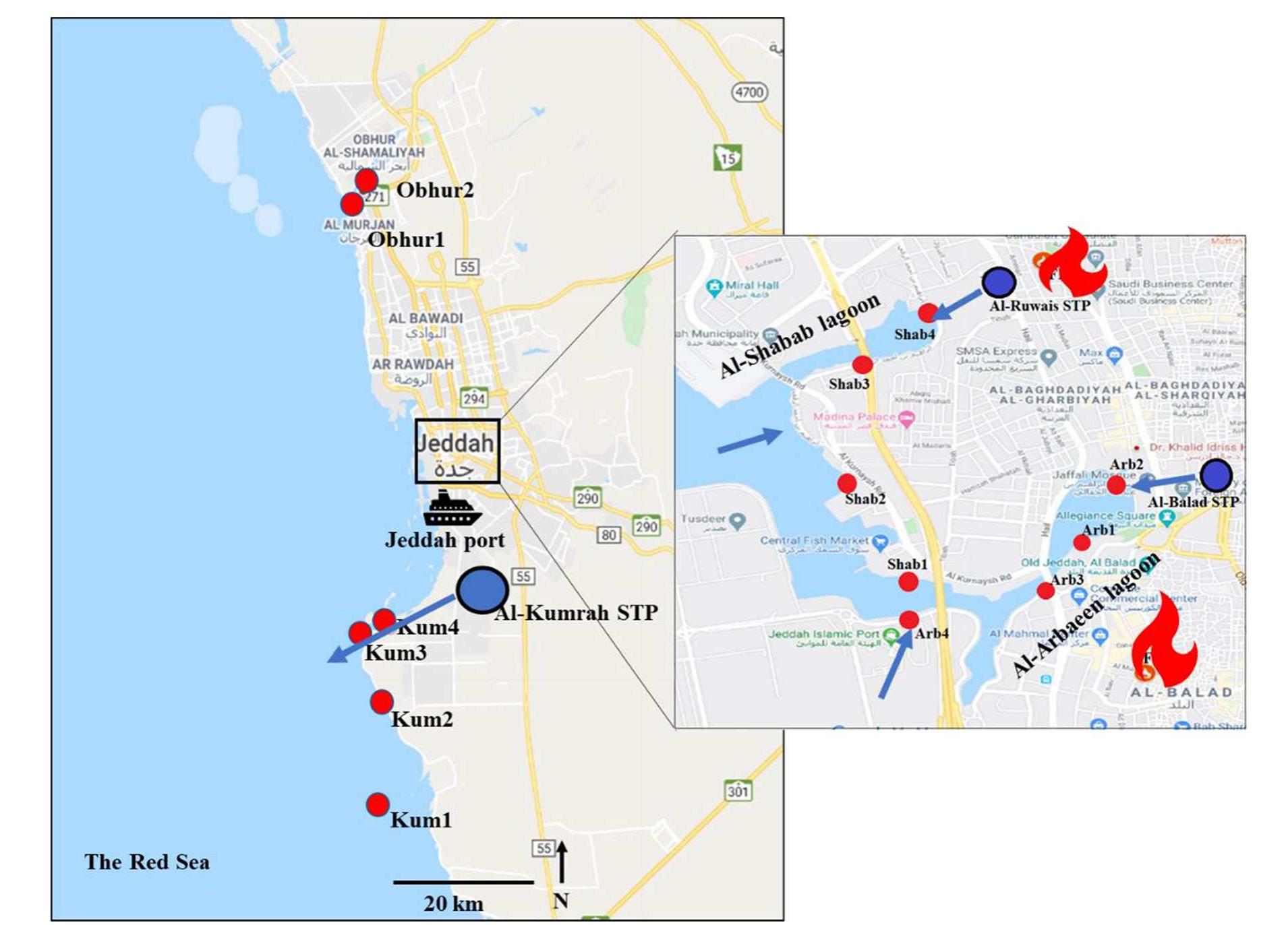 Location map (source google map) showing the sampling sites