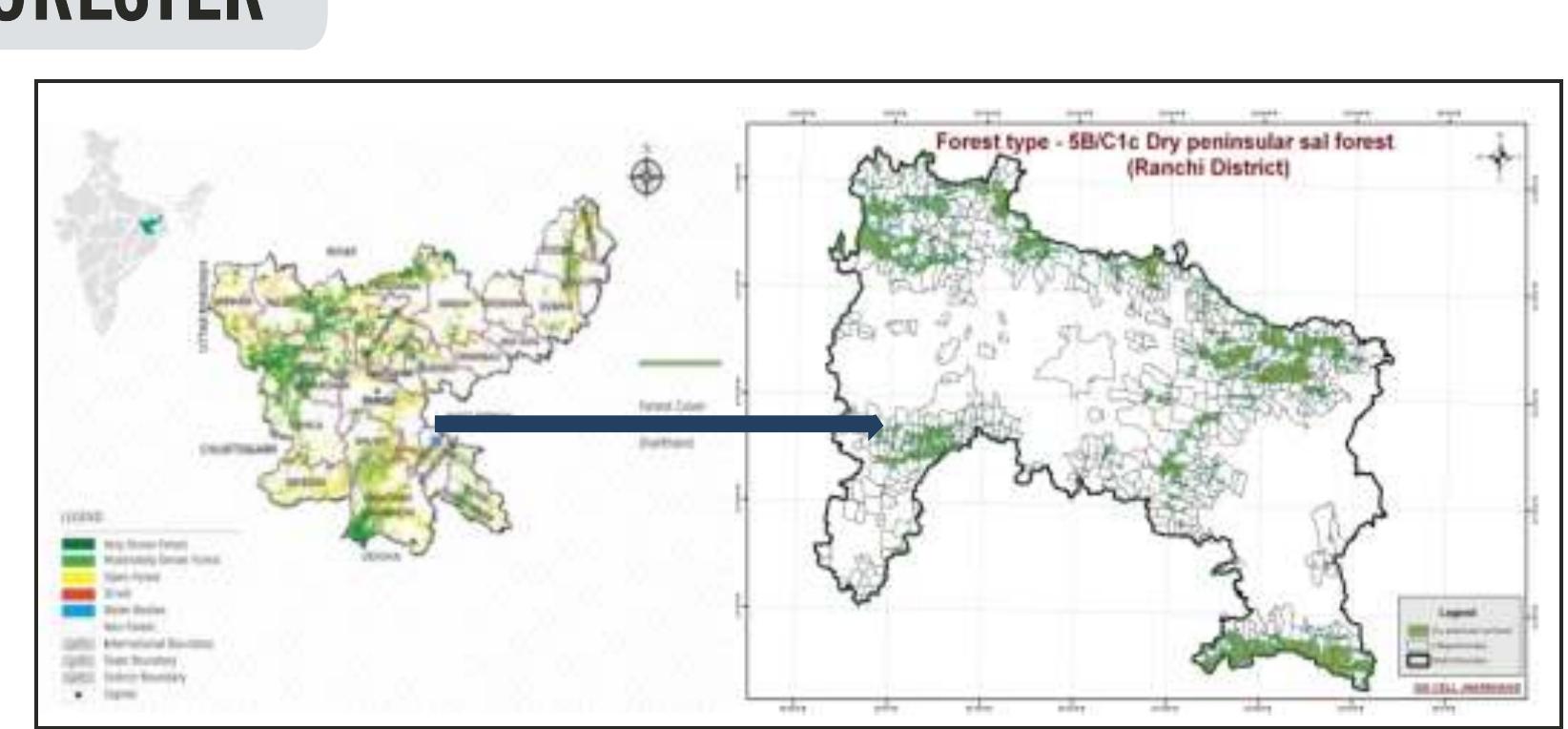 Map of forest cover of jnarkhand and ranchi district