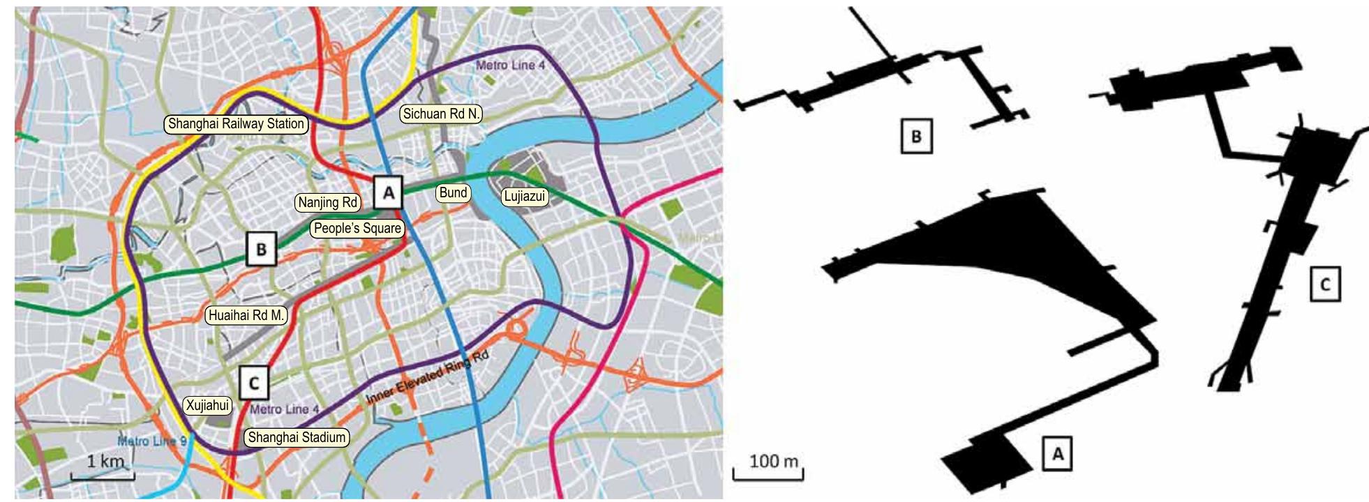 Map of locations and comparative structure & size of ups in
