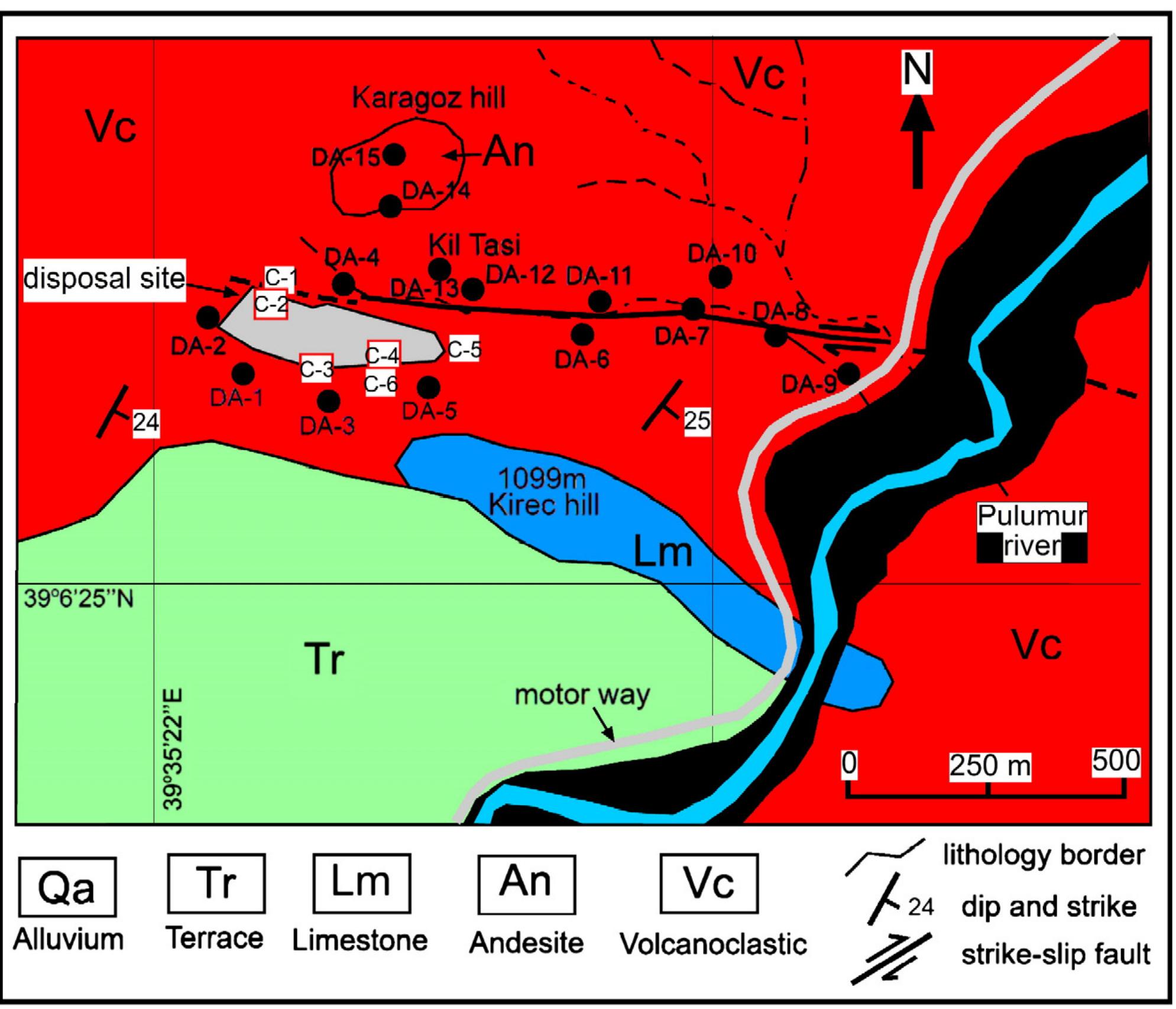 Geological map of the unsanitary solid disposal site and