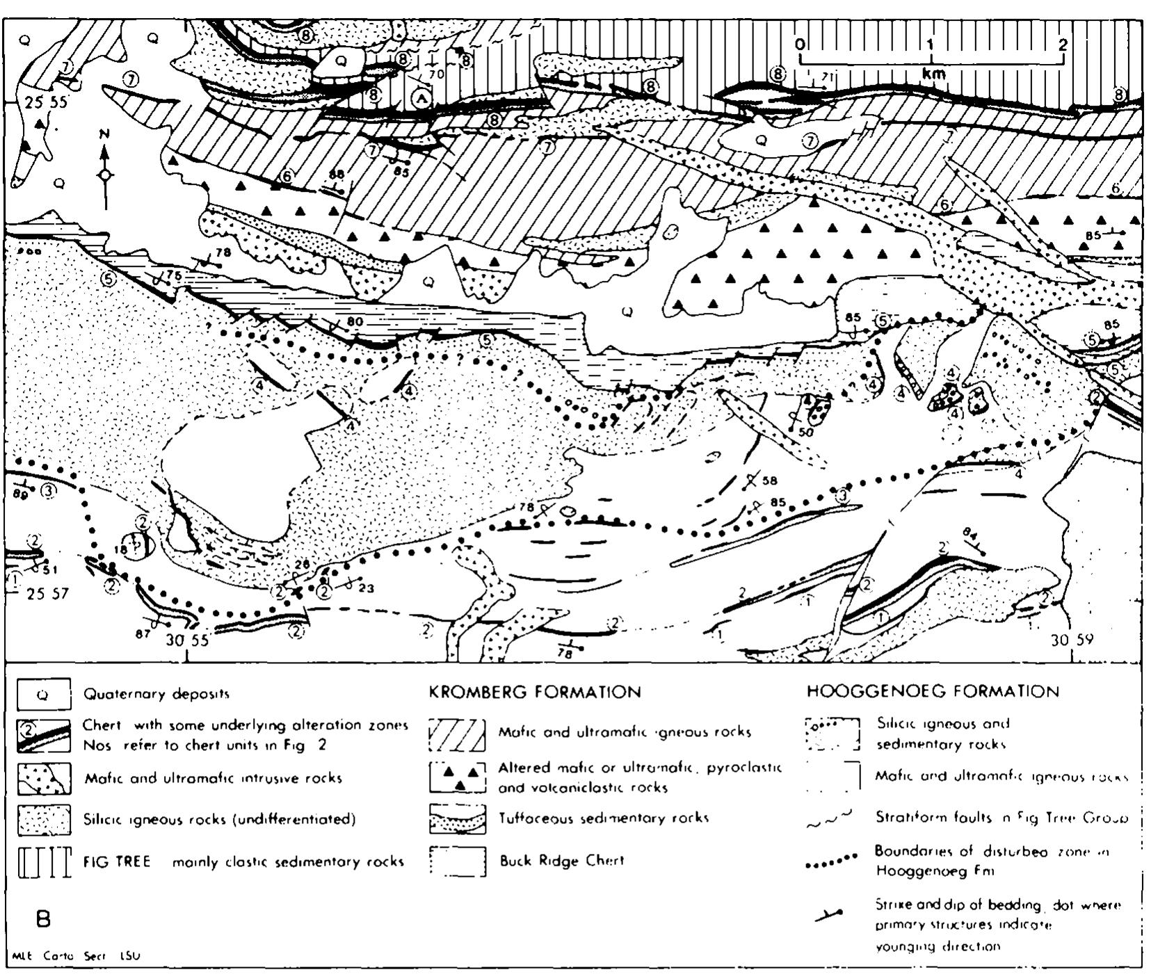 (a) geologic map of parts of the upper onverwacht and lower