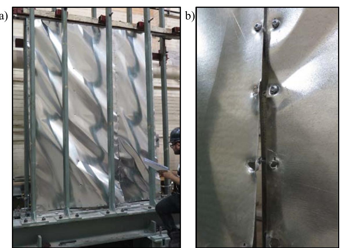 typical damage to blocked shear walls due to; a) shear