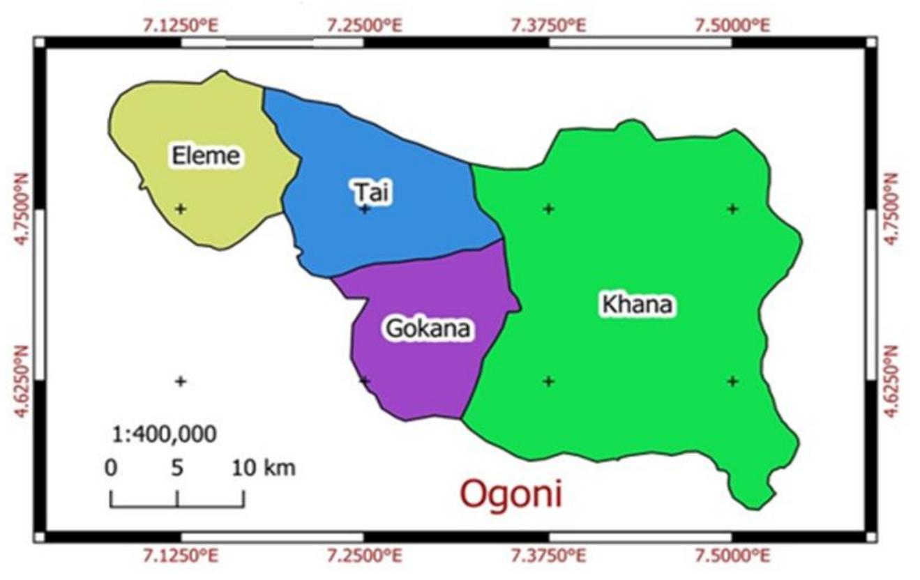 Map of the study area, ogoniland