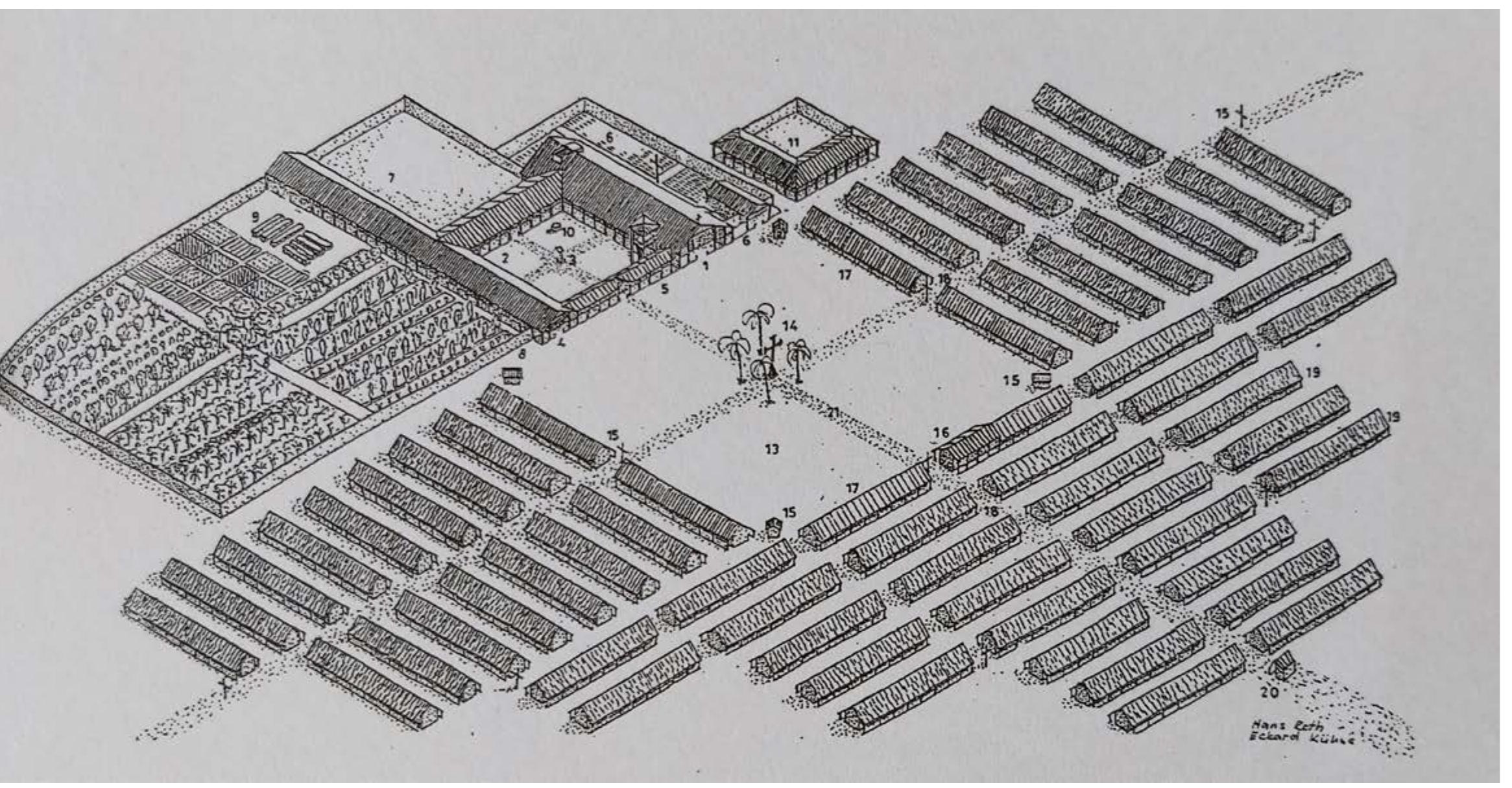 Ideal urban plan of a missionary village of chiquitos,
