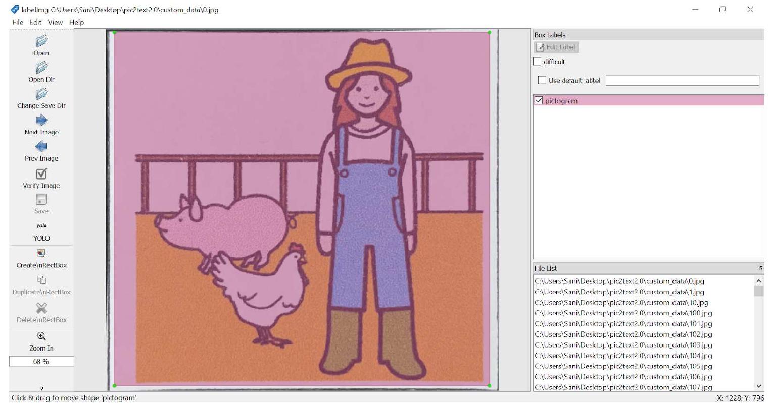 3: labeling using labellmg for an image of our dataset. tool