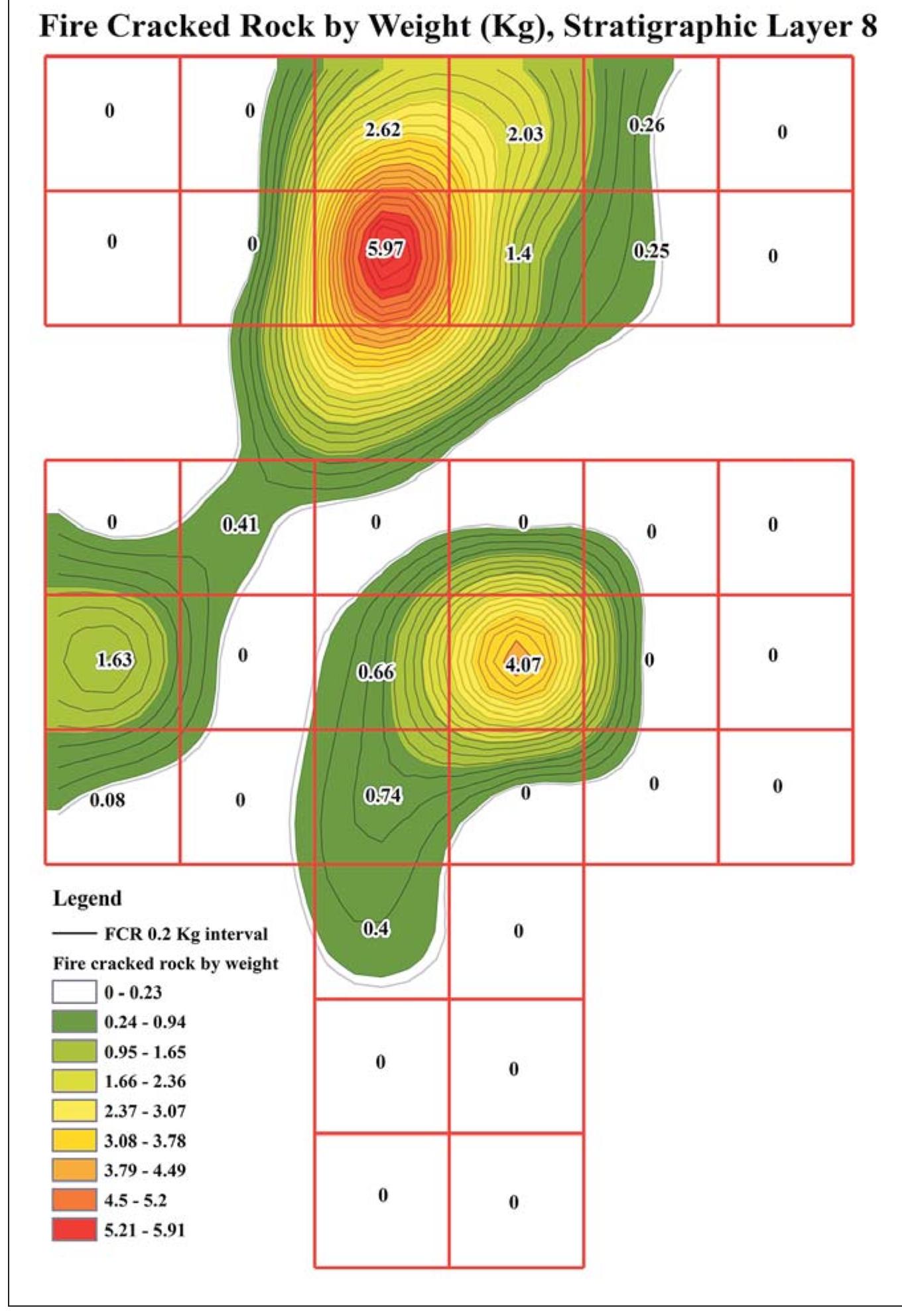 Map of raster surface and isolines plotted for showing the