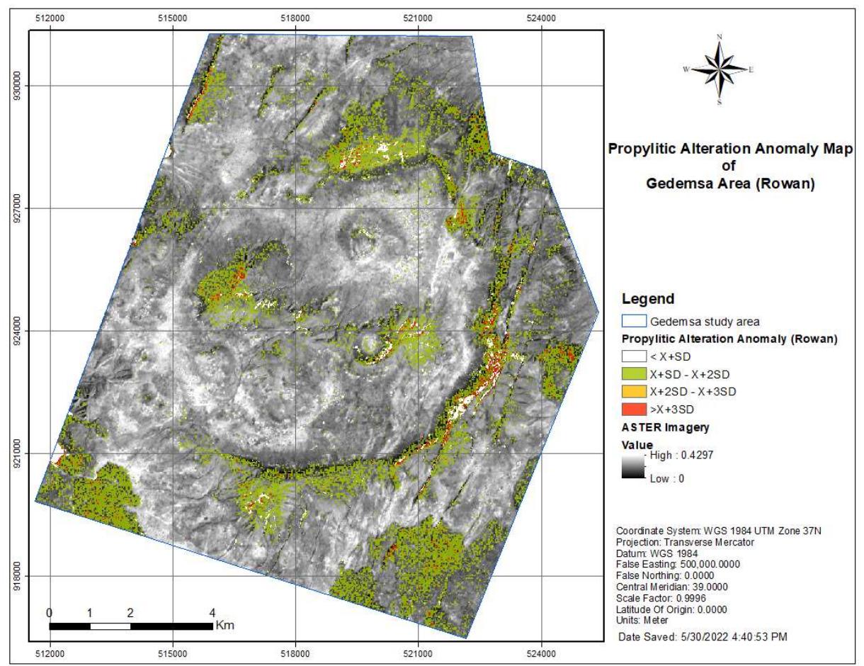 Propylitic alteration anomaly map of gedemsa area the common
