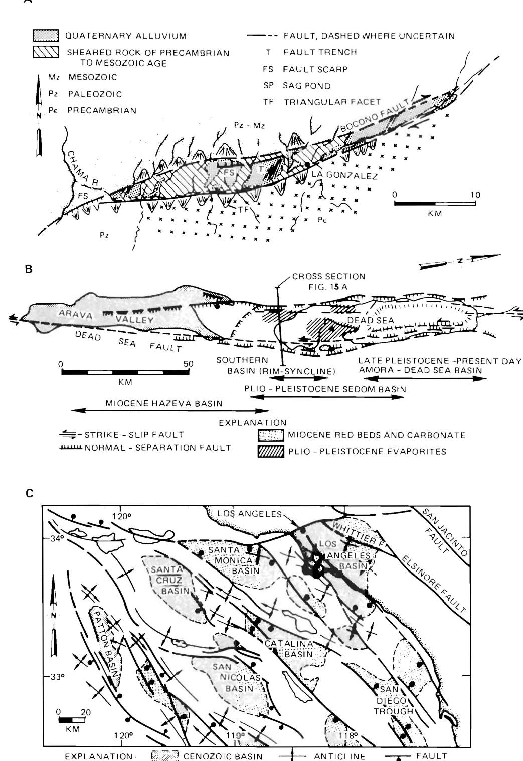 Fic. 11.—a comparison in map view of strike-slip basins of