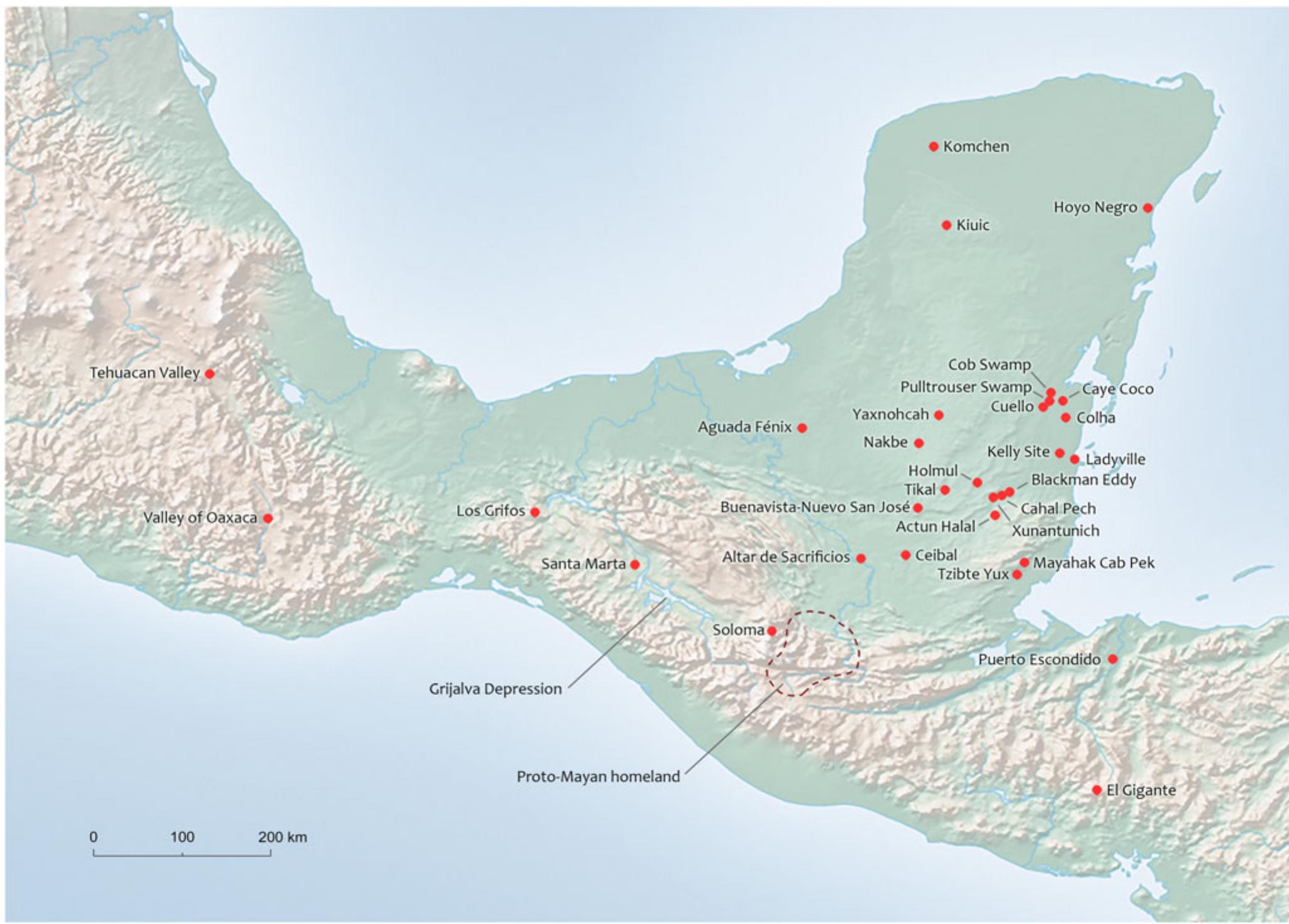 Map of mesoamerica showing the sites and locations mentioned