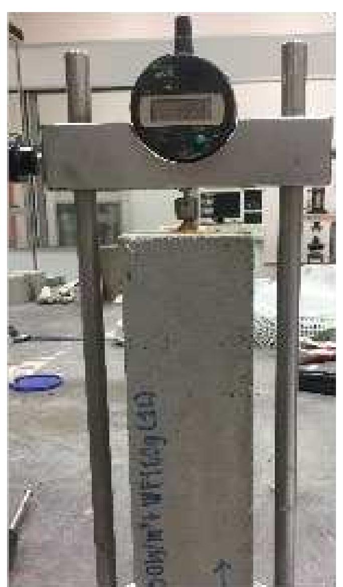 Setup for drying shrinkage test.