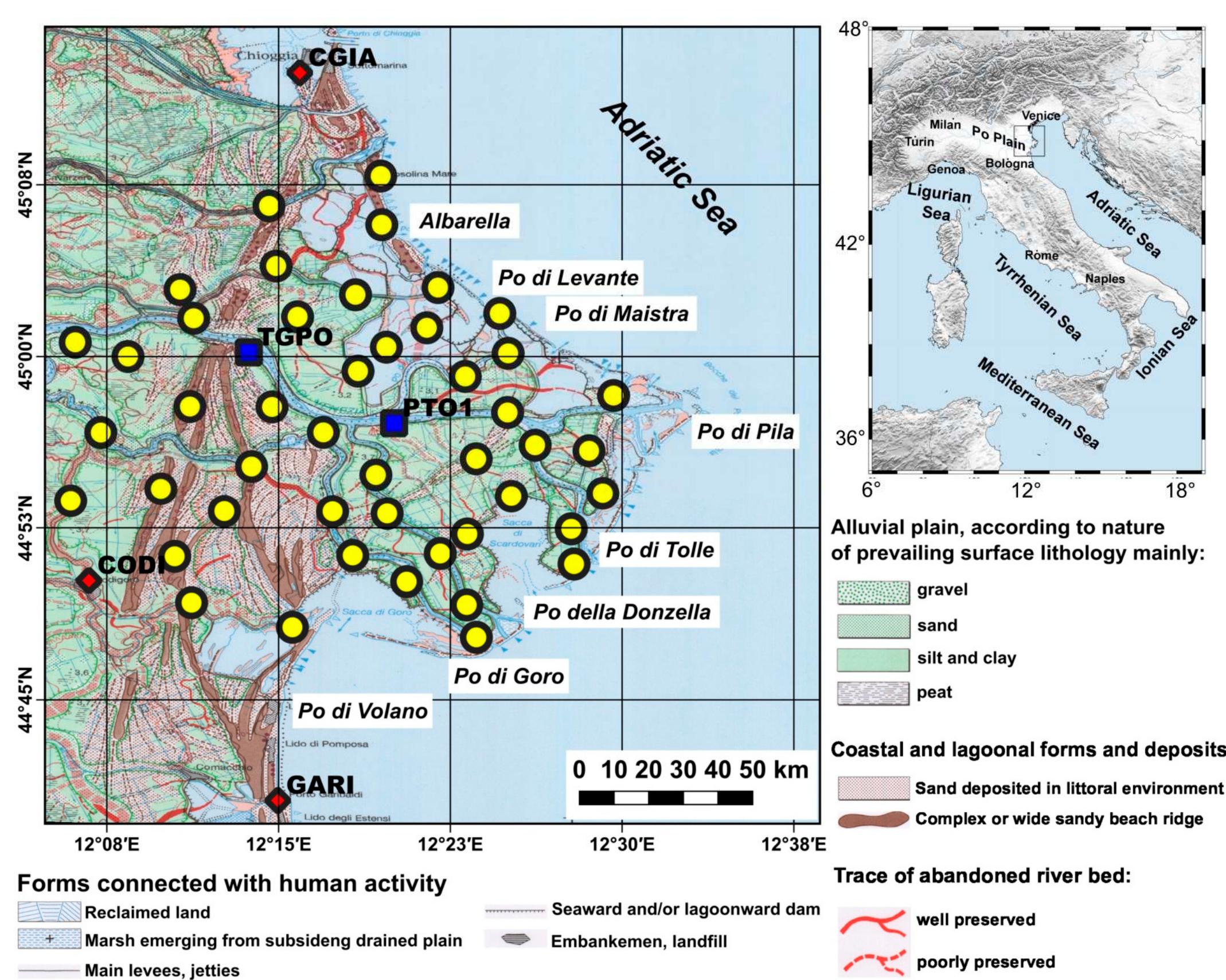 Geomorphological map of the po river delta (prd) area