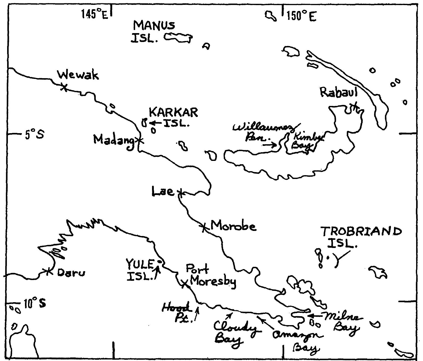 Index map of papua new guinea region.