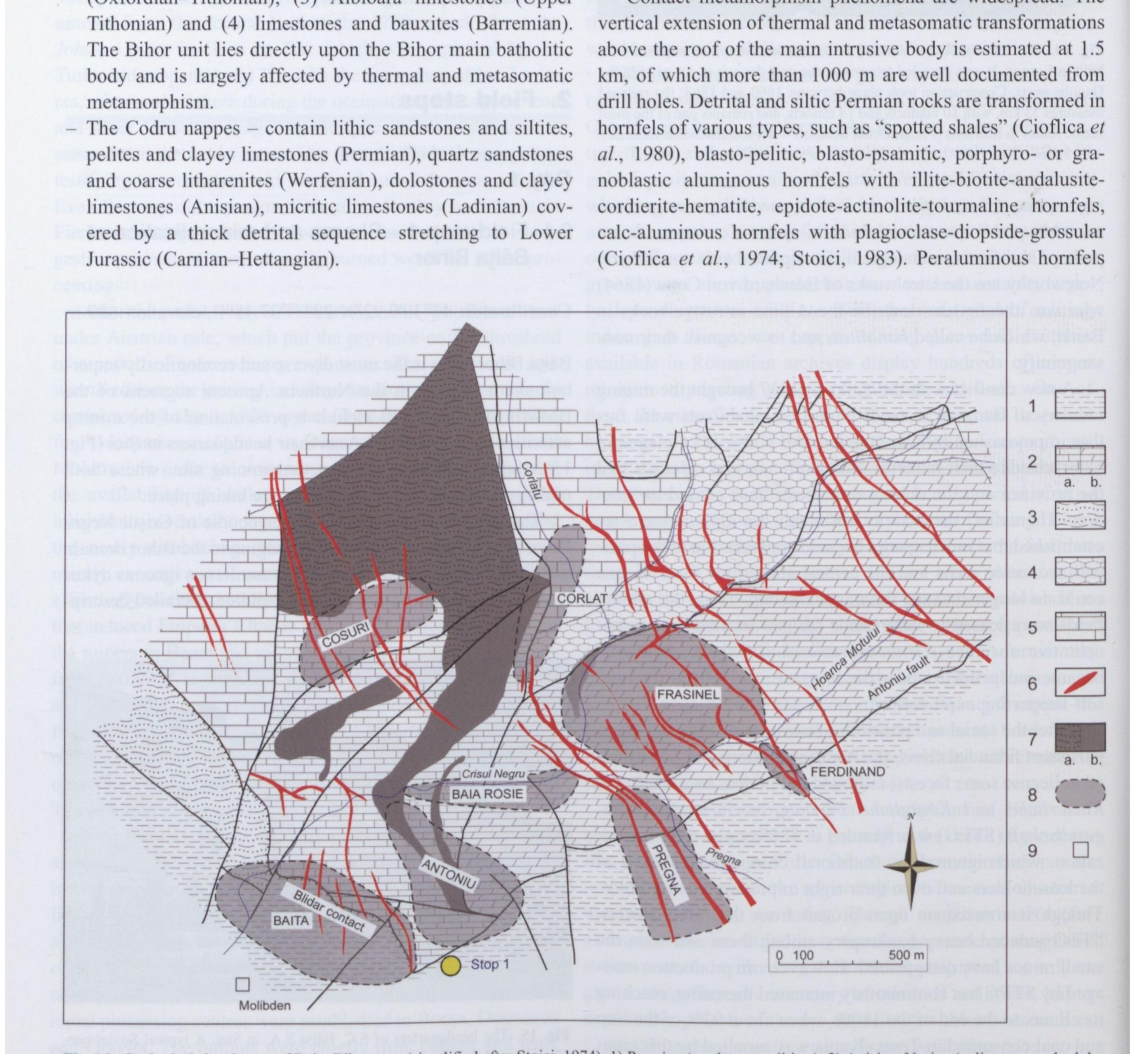 The banatites are represented by a large intrusive body,