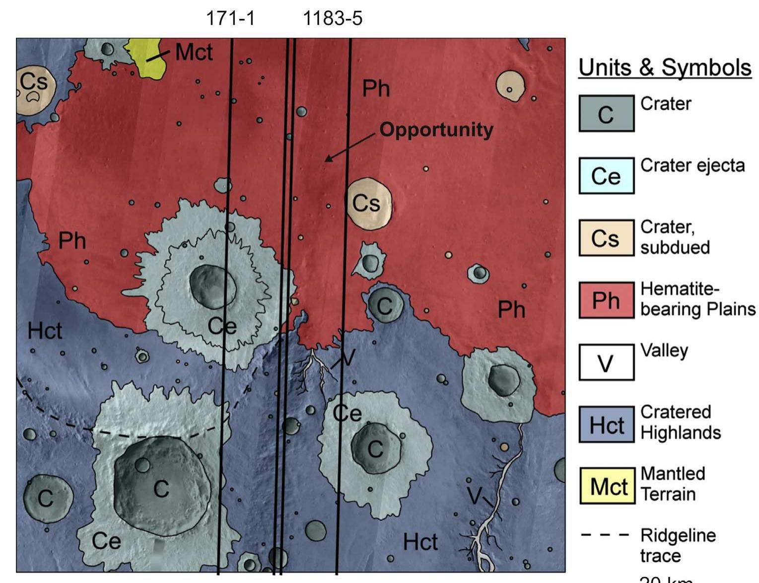 Geologic map of the opportunity landing site and surrounding