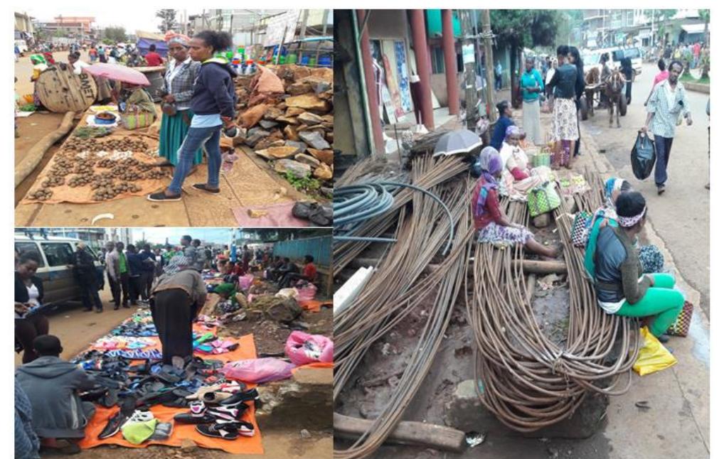 3: different types of sidewalk obstructions around hospital,
