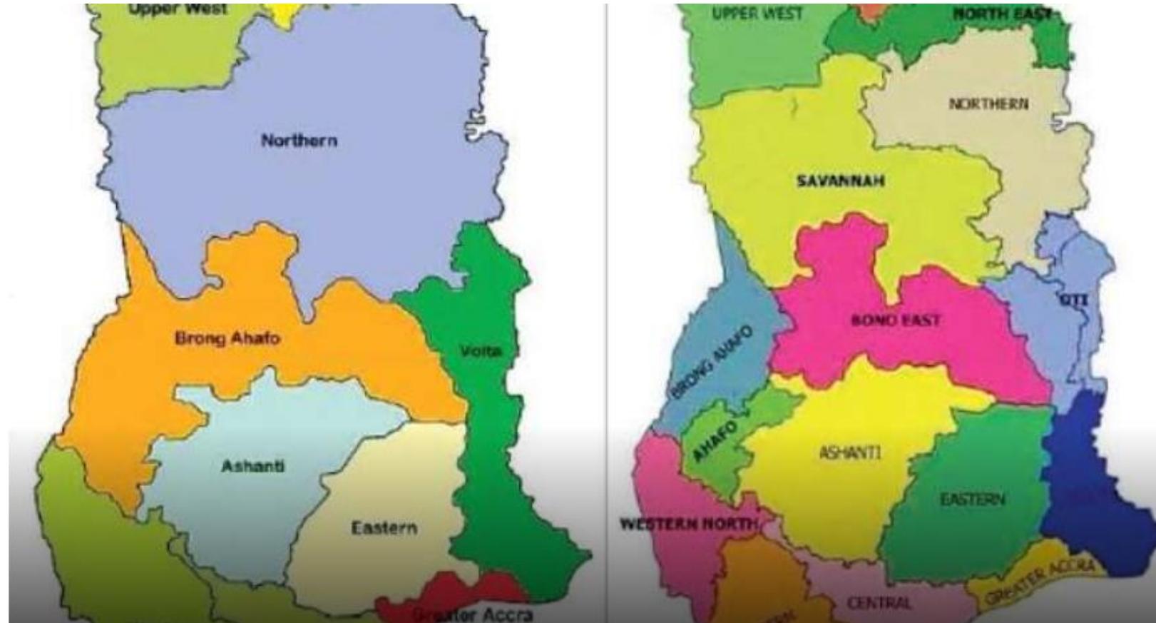Map of bono east region as former part of brong ahafo region