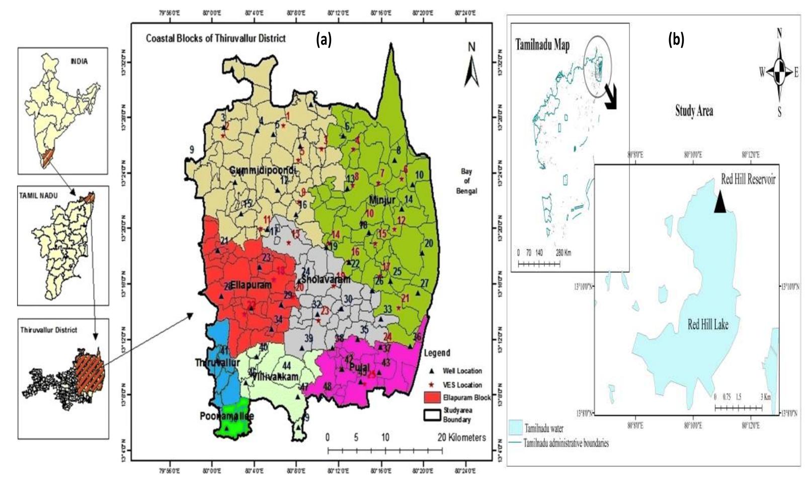 Locational map of the red hills reservoir in the study area.