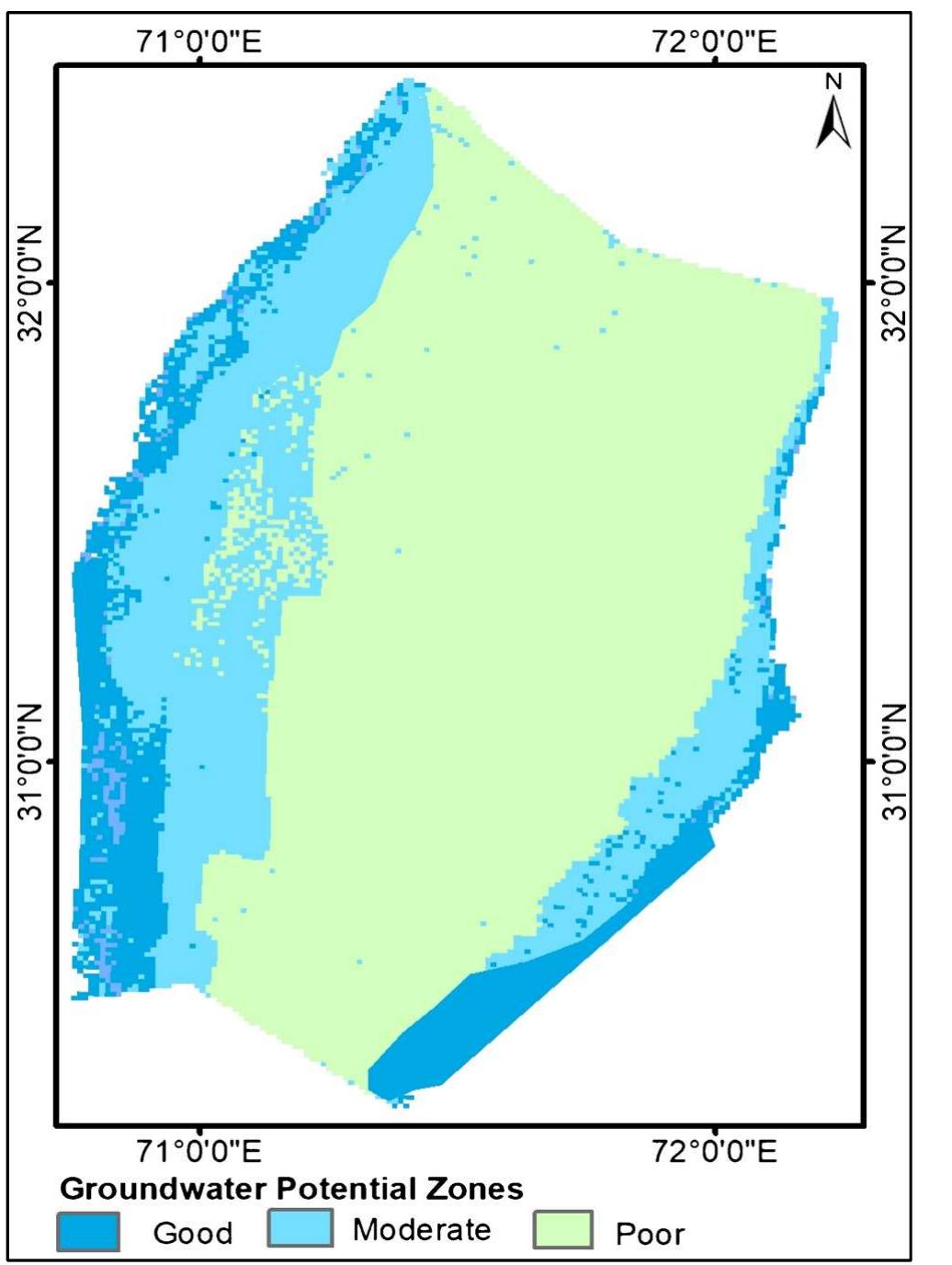 Groundwater potential map the equipotential contours and