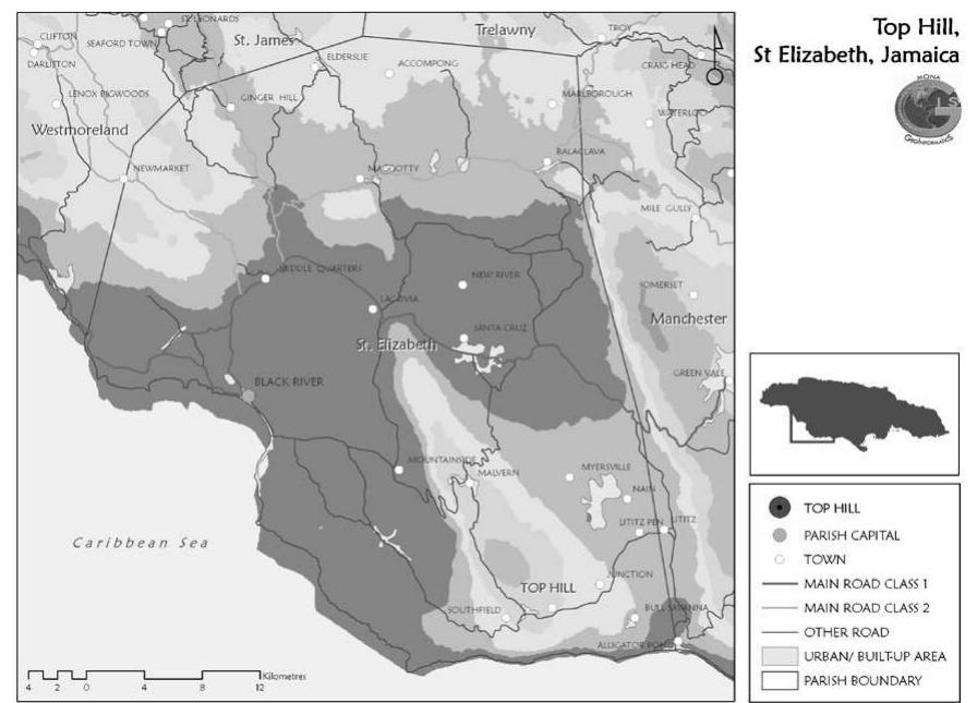 Top hill, jamaica (map courtesy of the jamaican language