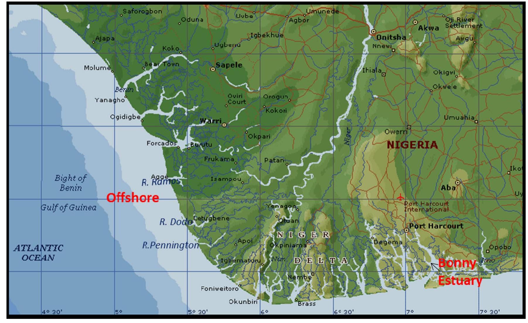 Map of niger delta basin showing the location of the bonny