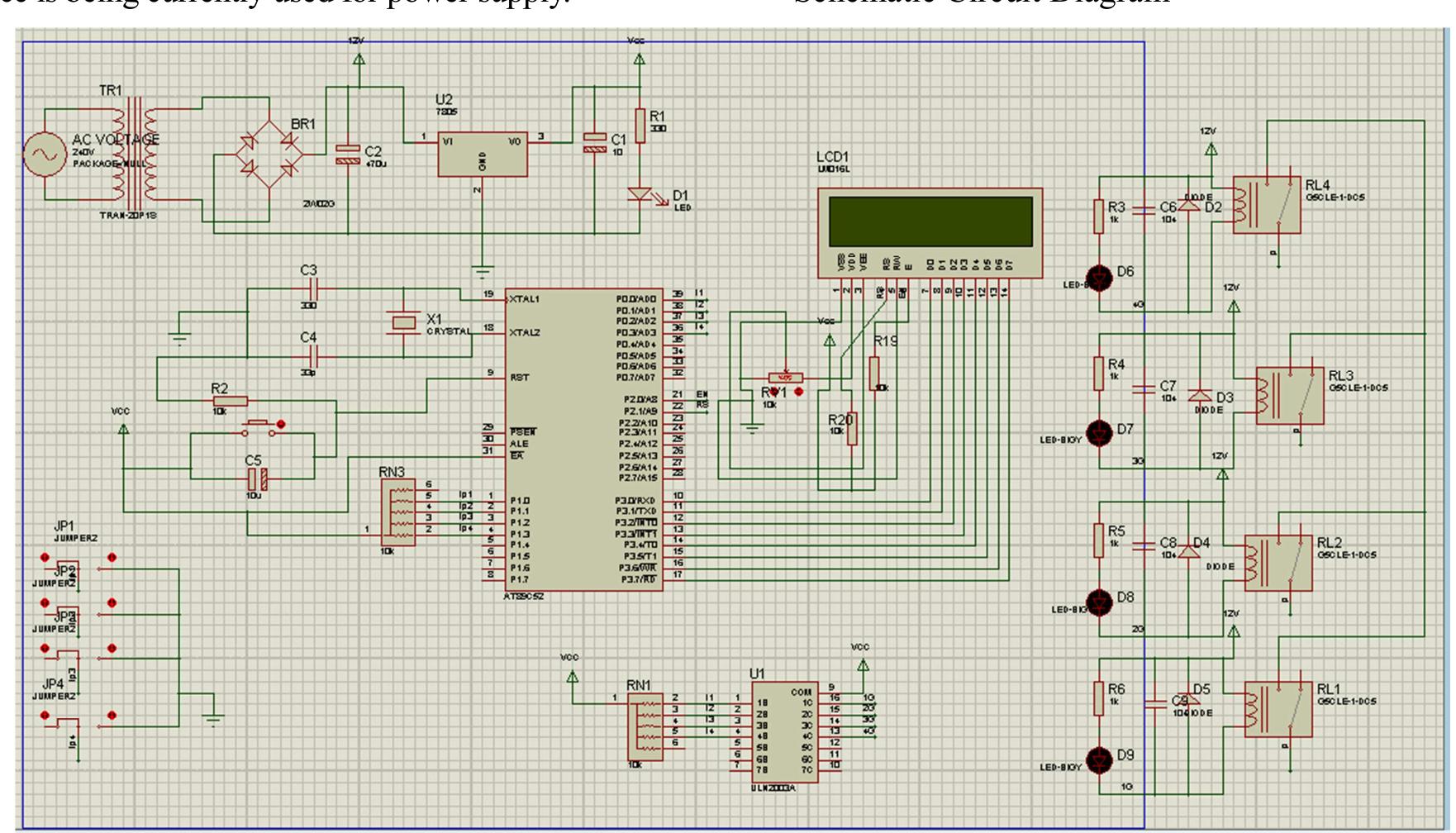 Shows complete schematic diagram of the power supply system
