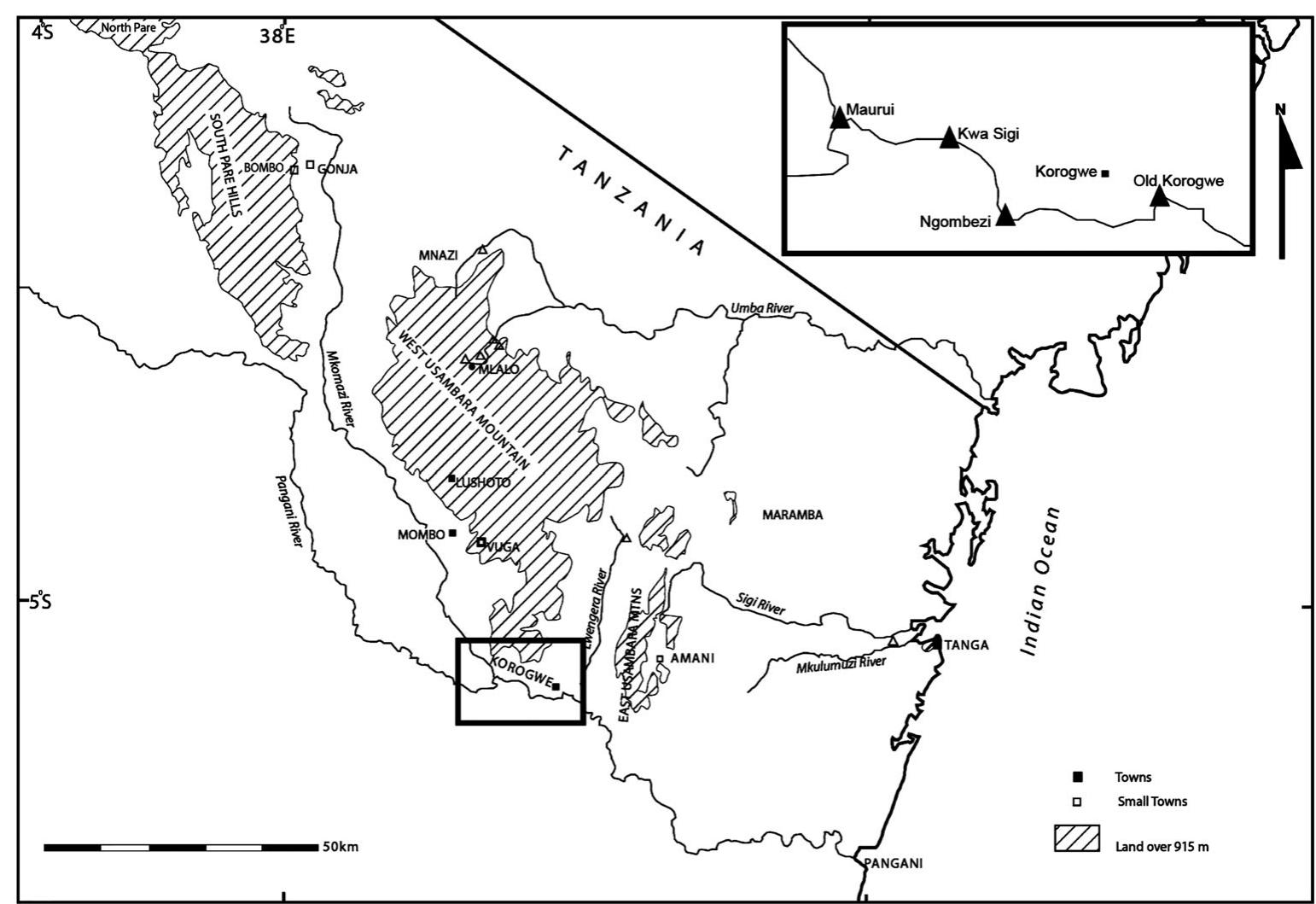 The pangani river basin in its wider geographical contexts,