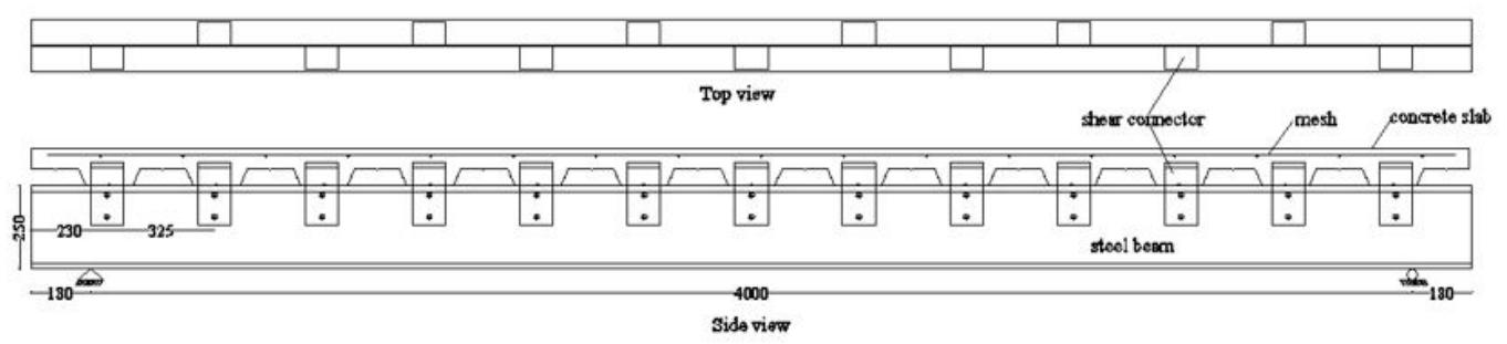 Full-scale specimen with sbsc shear connector a