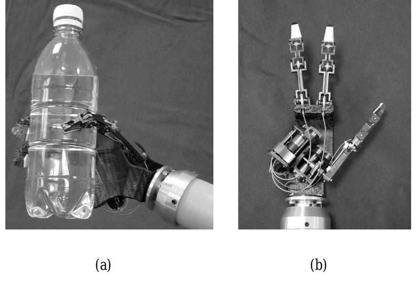 The rtr ii prosthetic hand (a) and the actuation and